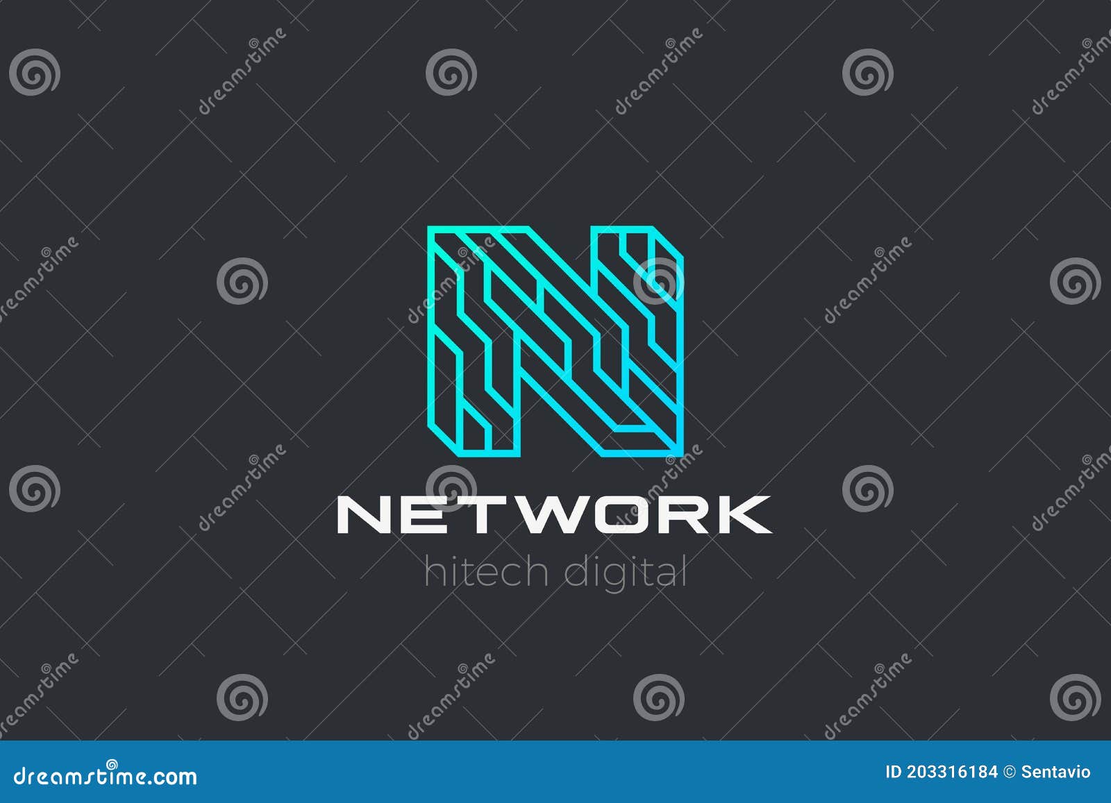 Letter N Logo Design Hitech Technology Linear Outline Style Vector ...