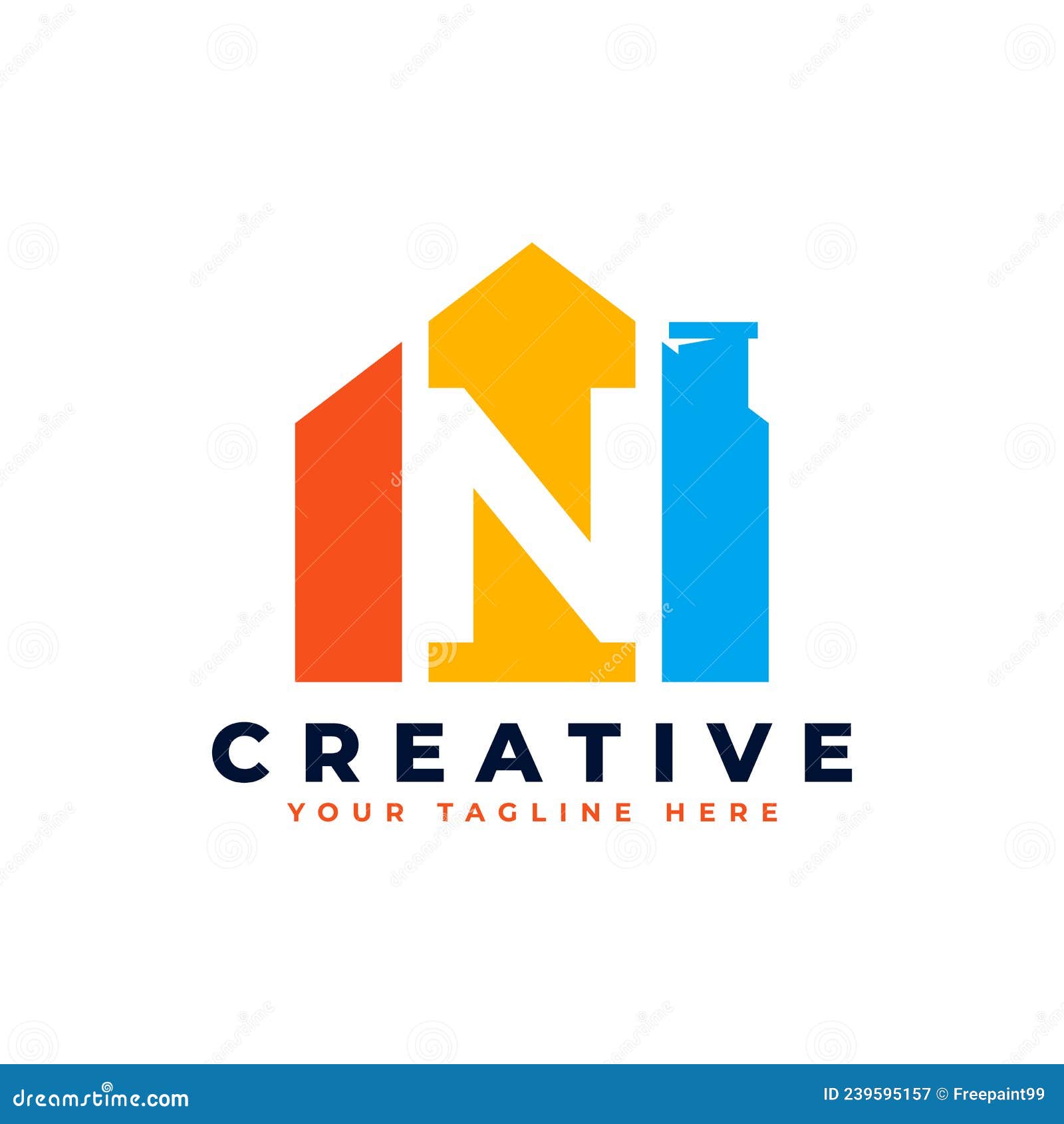 Letter N Logo. House Strip Shape with Negative Letter N Stock Vector ...