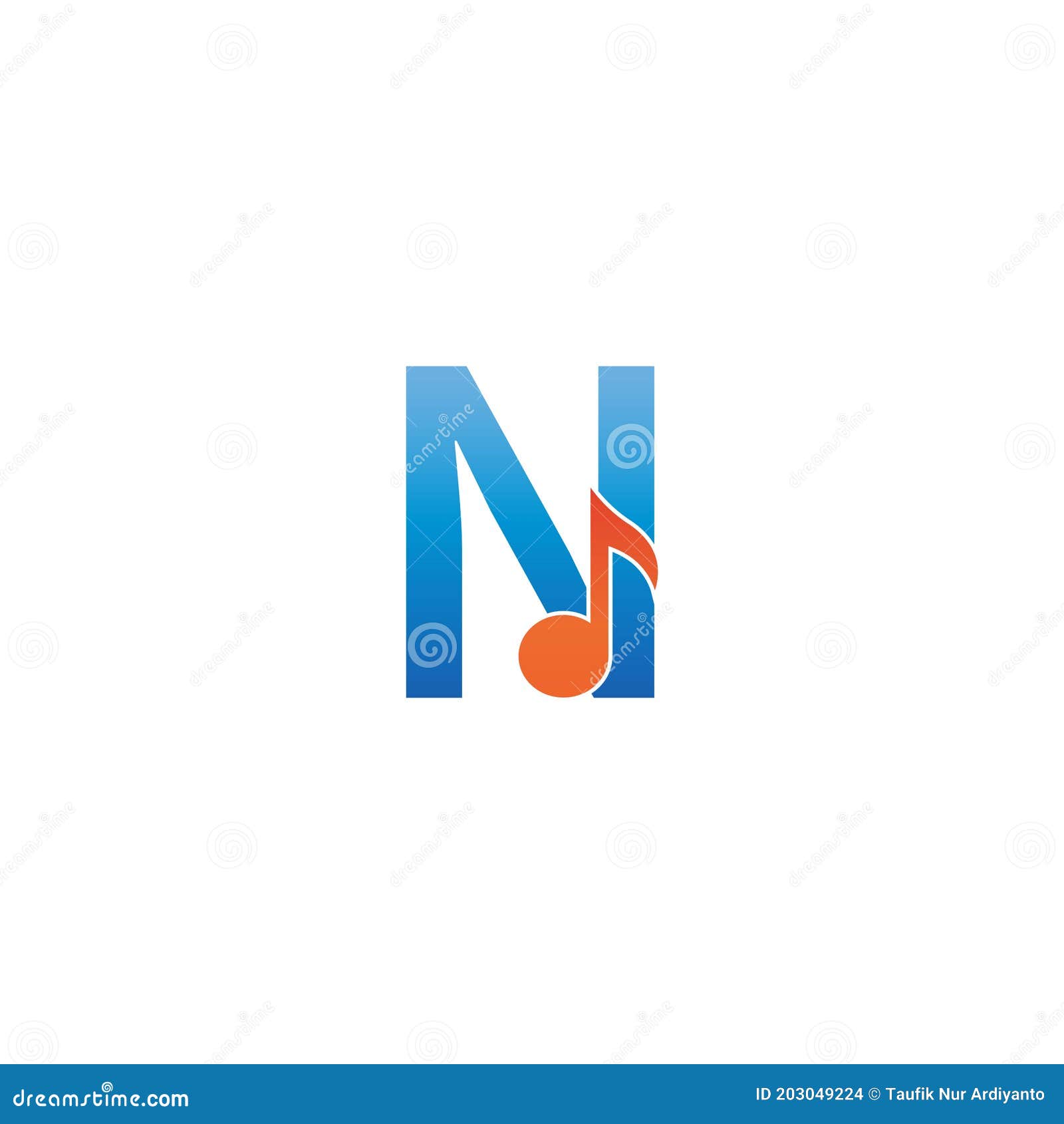 Letter N Logo Icon Combined with Note Musical Design Stock Vector ...