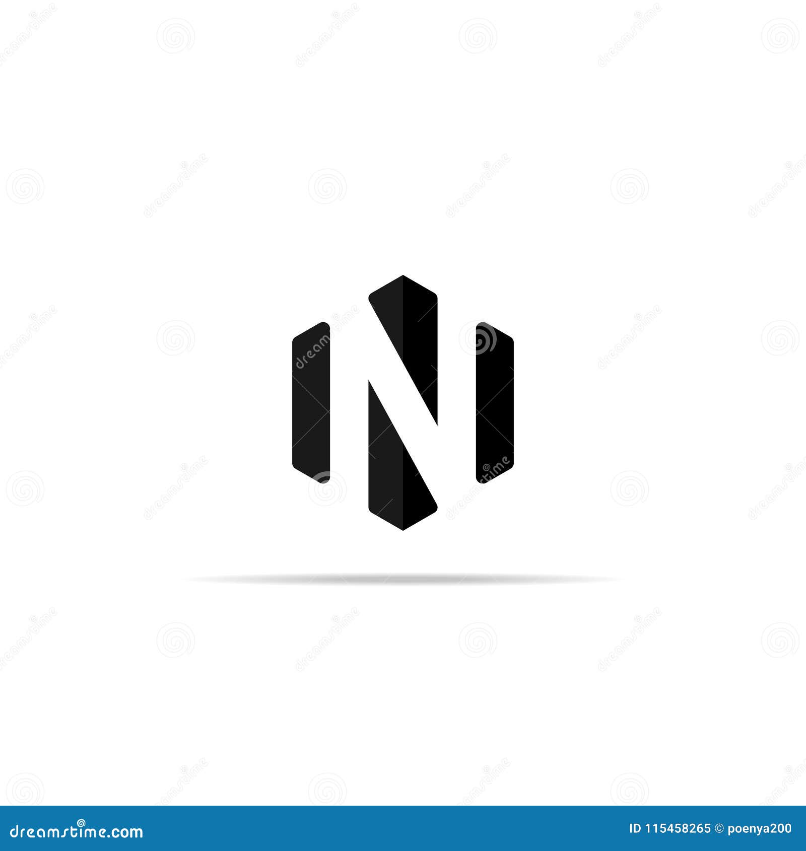Letter N Logo Icon in Polygon Hexagonal Shape Concept Design. Business ...