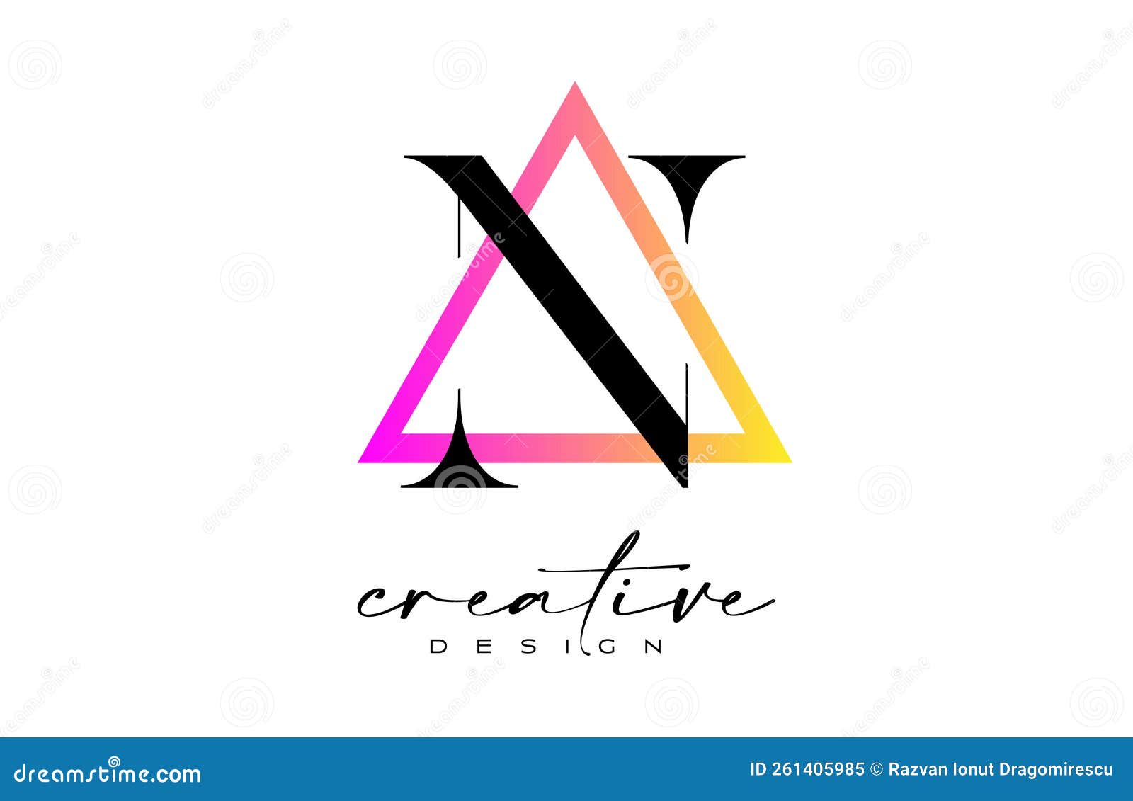 Letter N Logo Inside a Triangle with Creative Cut Design Stock Vector ...