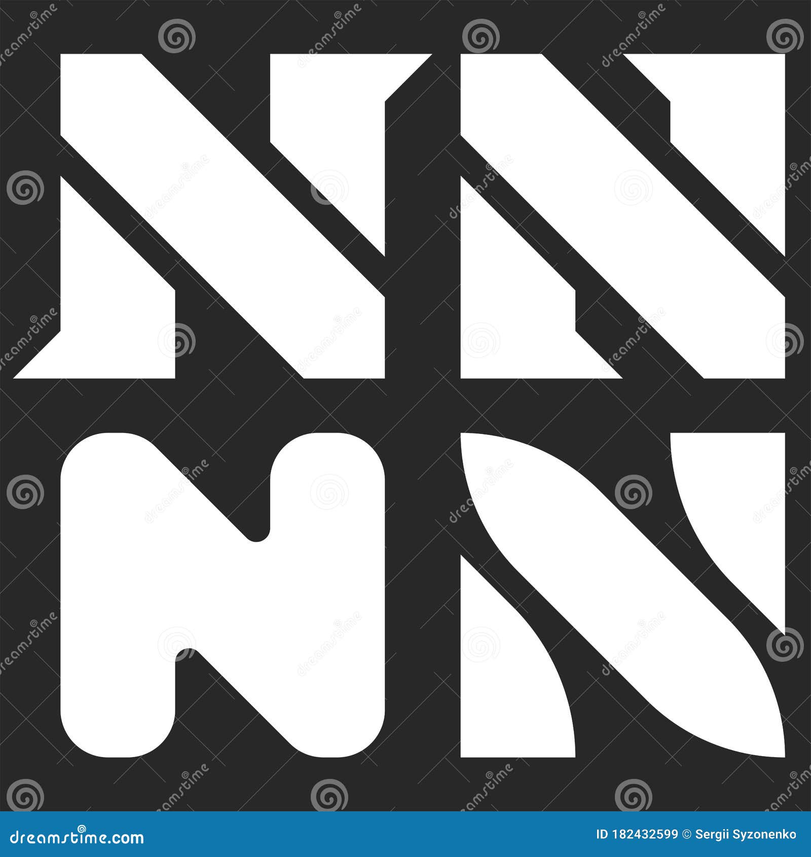 Letter N Logo Set, Black and White Minimal Style Design Element ...