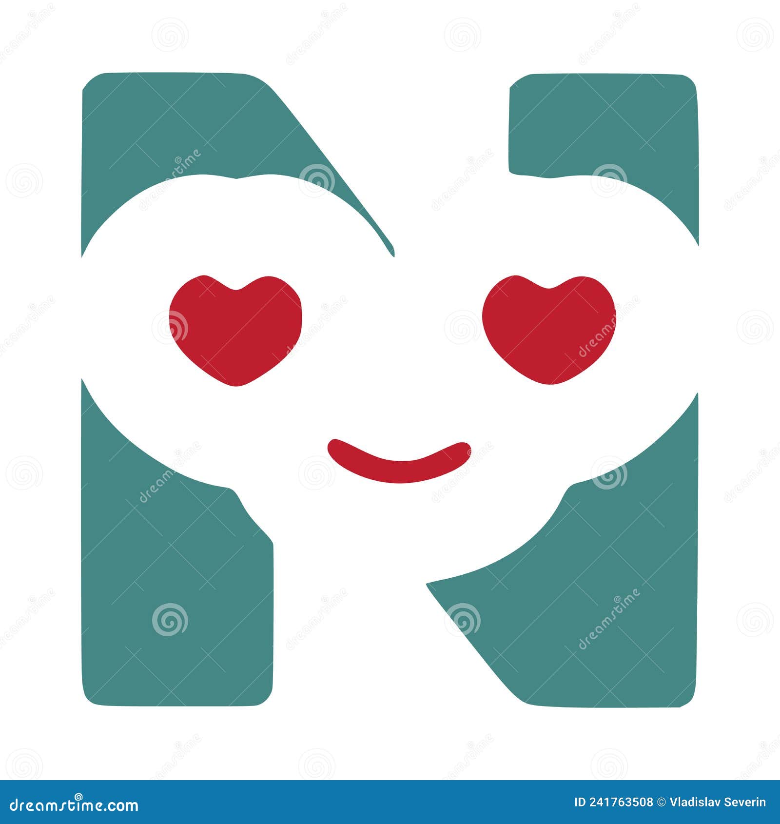 Letter N in Love is a Cute Smiley Stock Illustration - Illustration of ...
