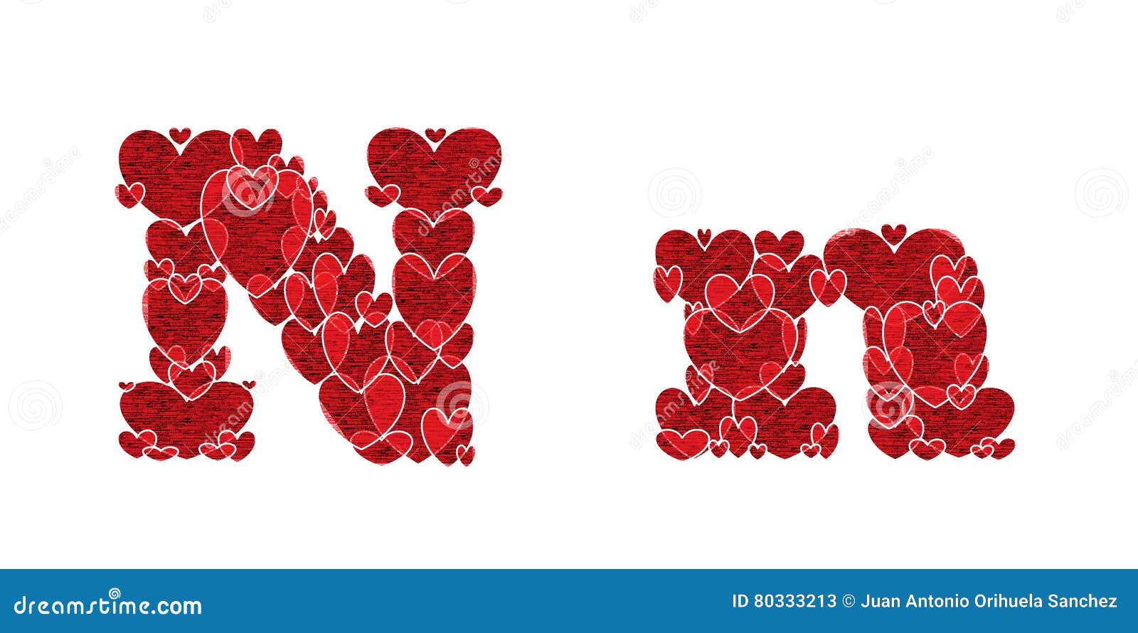 Letter N, made from hearts stock illustration. Illustration of letter ...