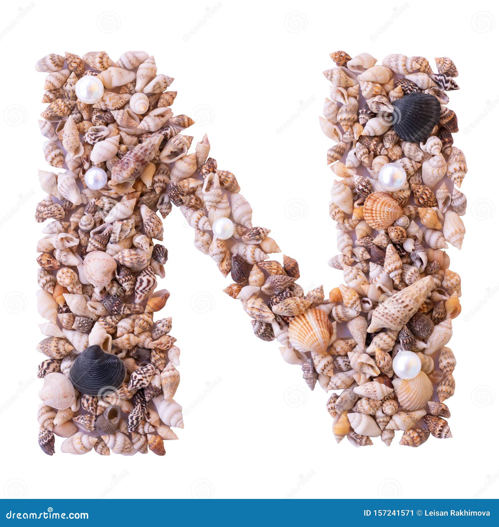 Letter N Made of Tiny Seashells. Stock Image - Image of star, isolated ...