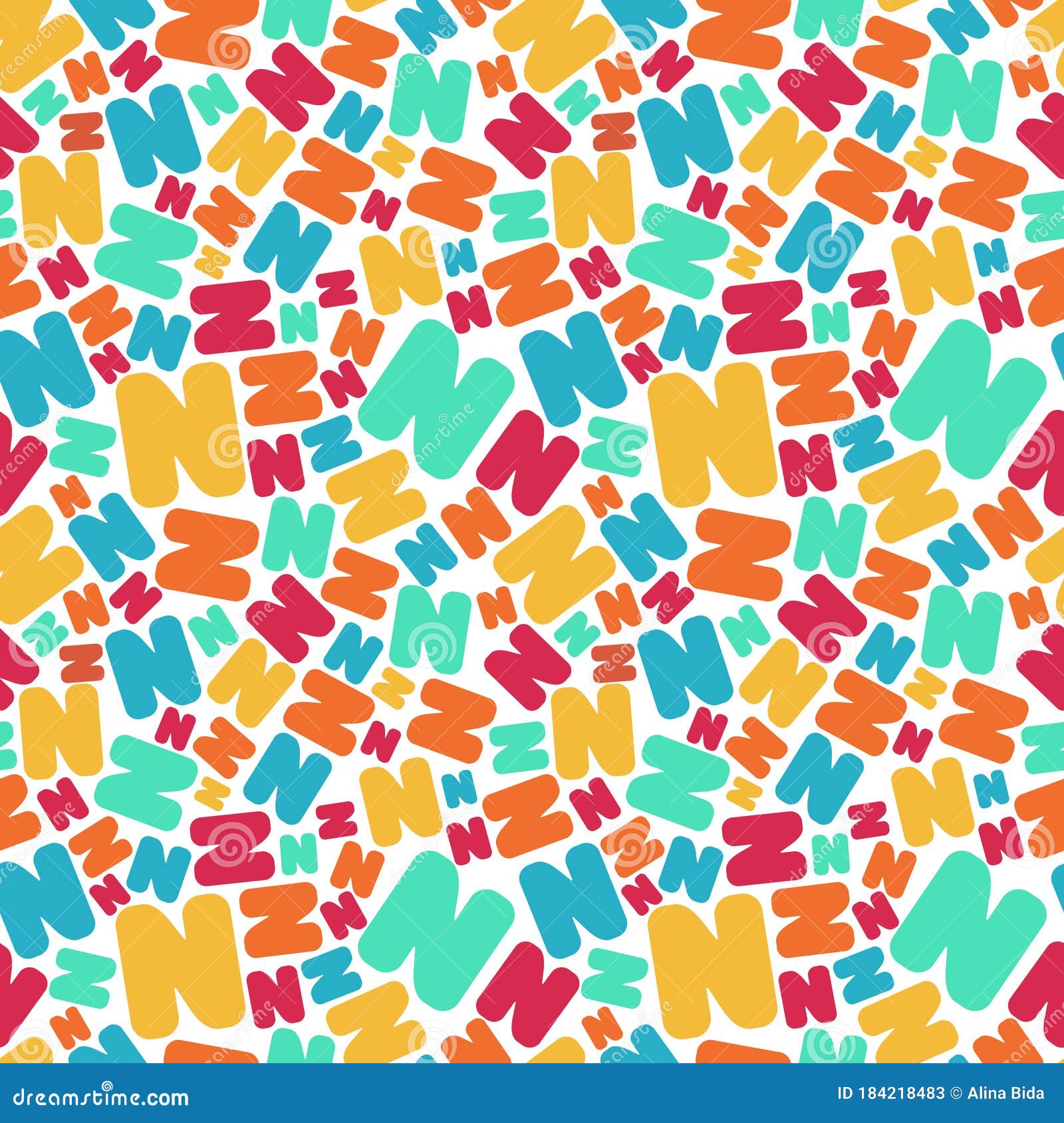 Letter N Mosaic, Kaleidoscopic,confetti Colorful Seamless Pattern for ...