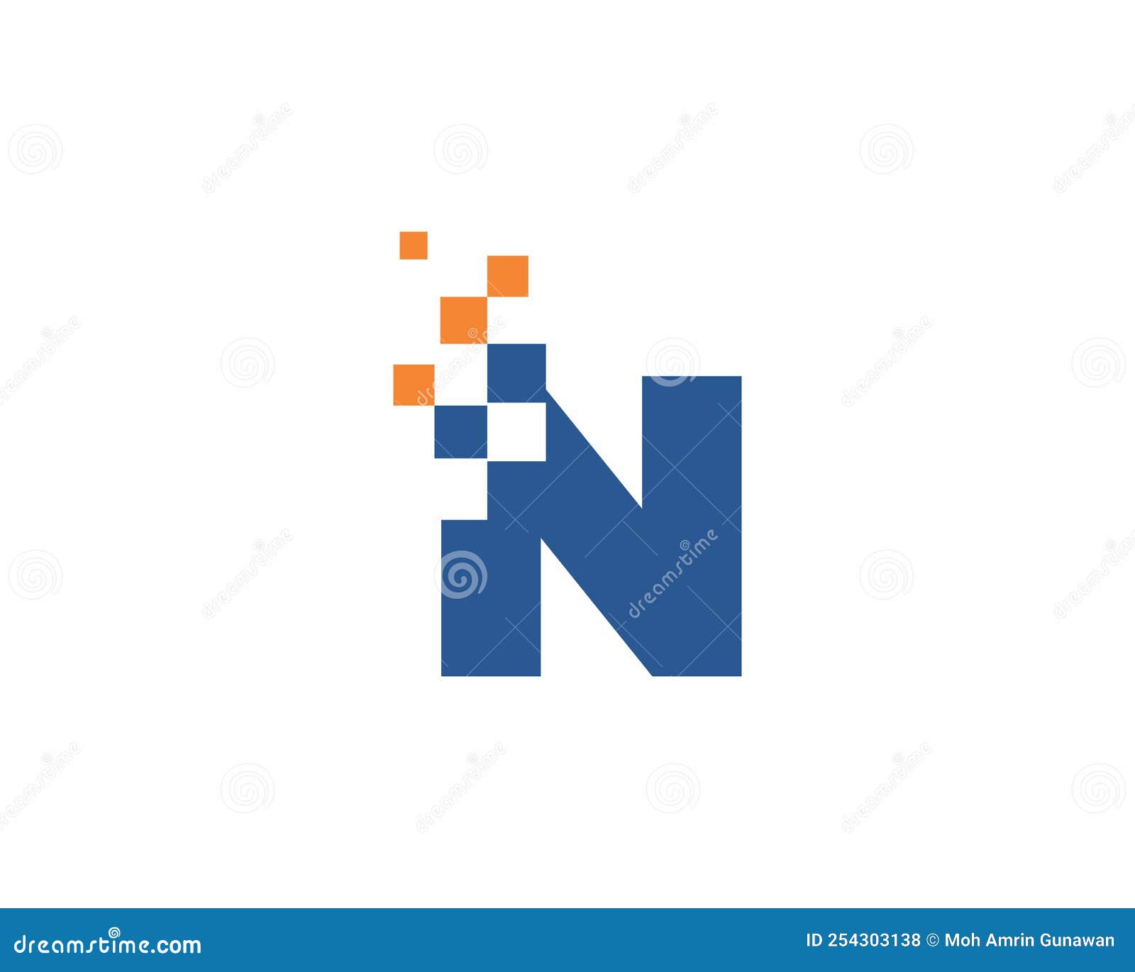 Letter N with Pixel Logo Design Vector Stock Vector - Illustration of ...