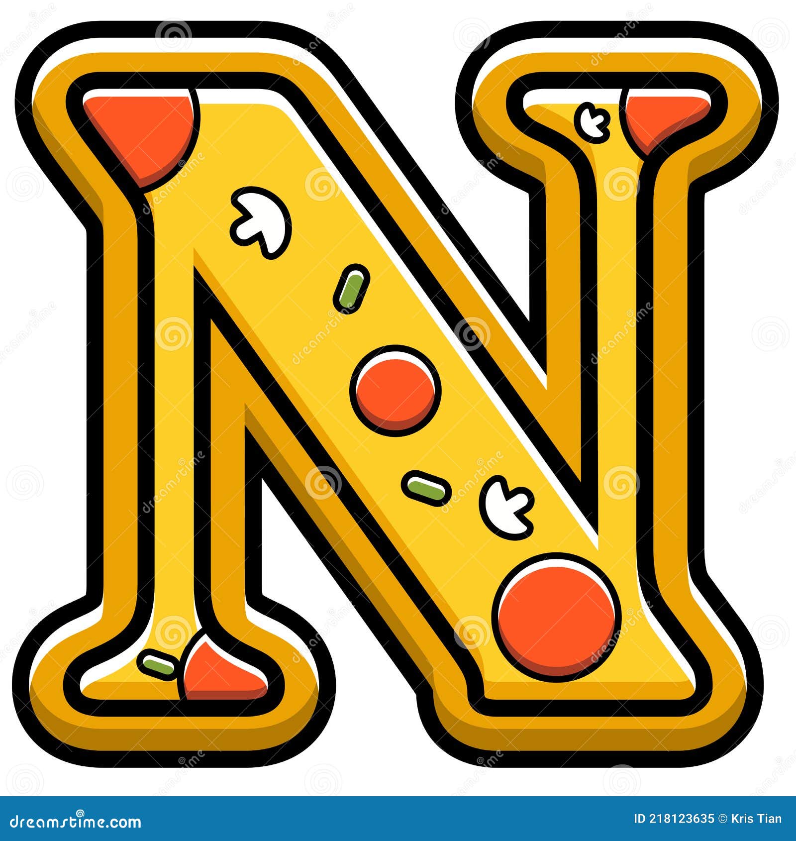 Letter N pizza food stock vector. Illustration of restaurant - 218123635