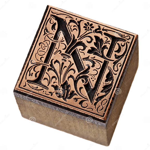 Letter N printing block stock photo. Image of font, copper - 22903602