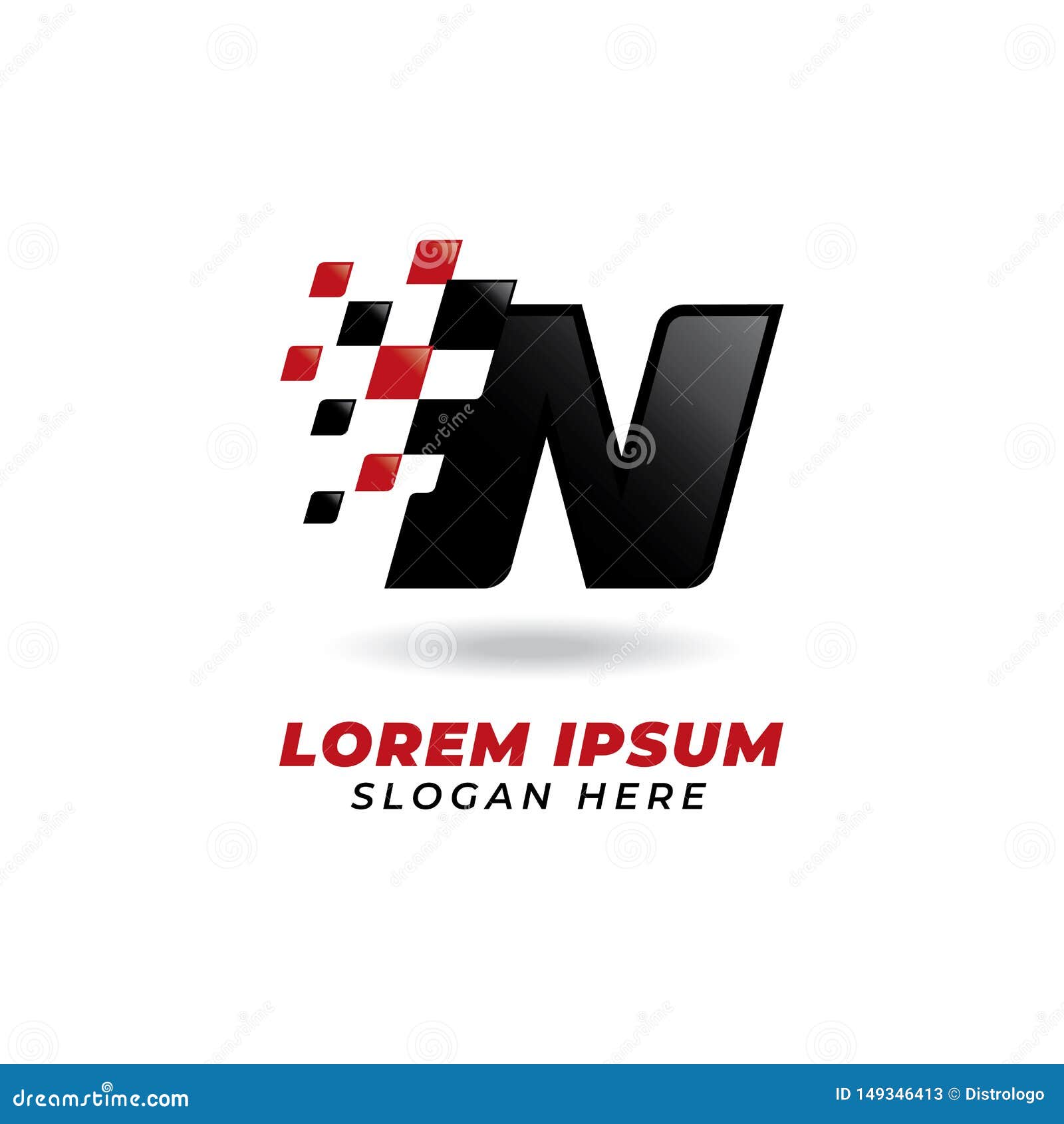 Letter N with Race Flag Icon Symbol Design Stock Vector - Illustration ...