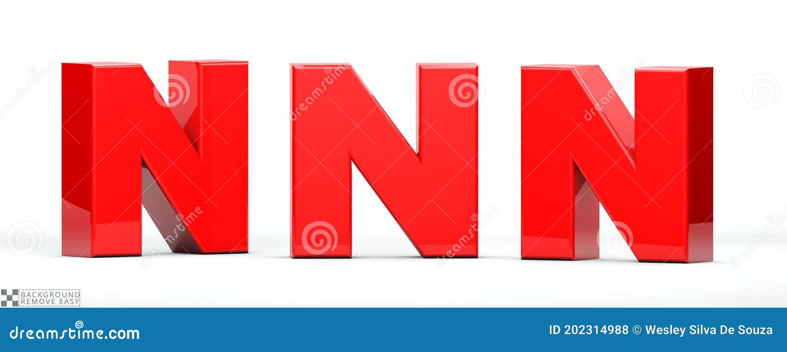 Letter N, of Red Color in 3 Positions. 3d Render Illustration at ...