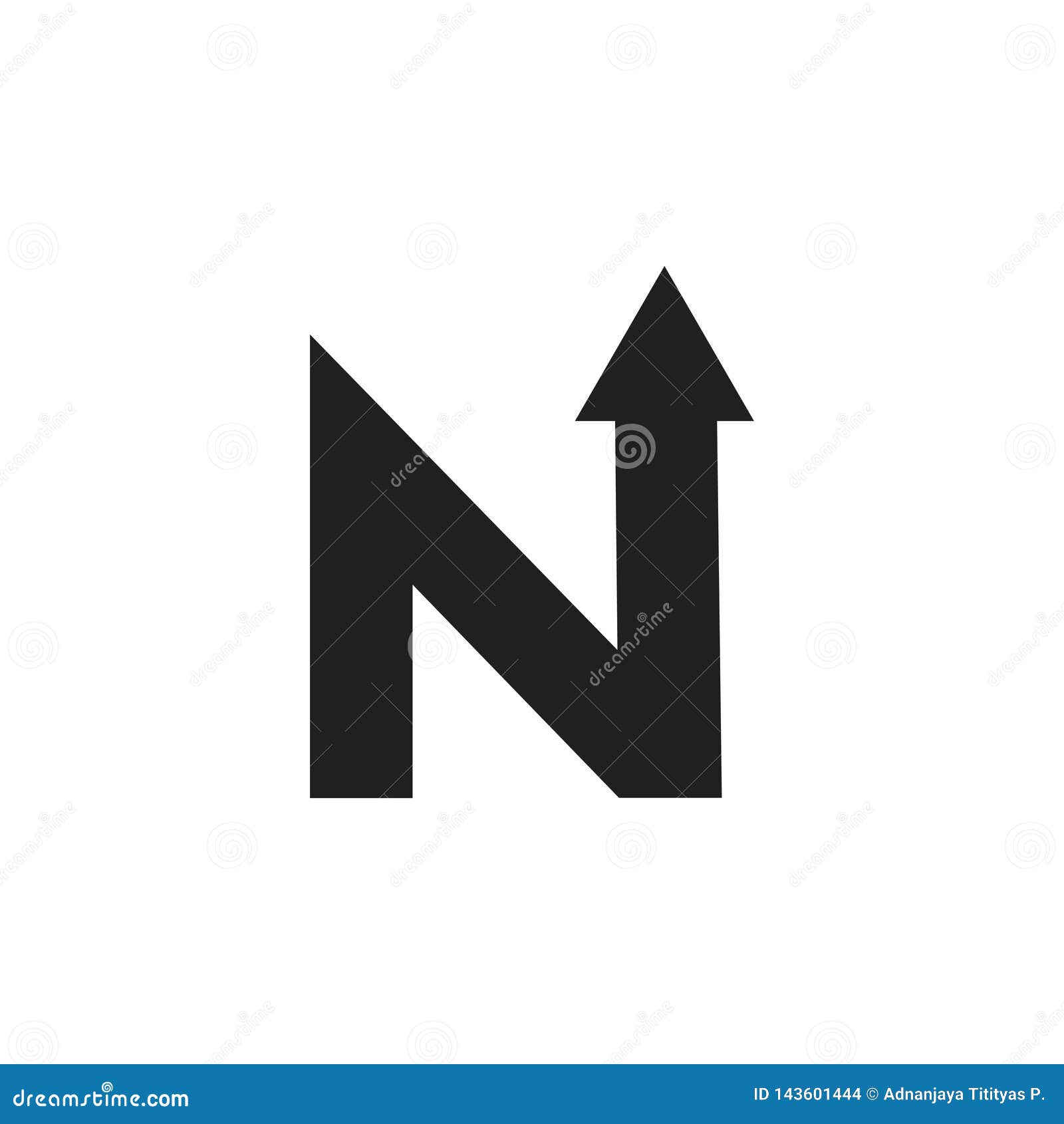 Letter N Simple Geometric Arrow Up Logo Vector Stock Vector ...