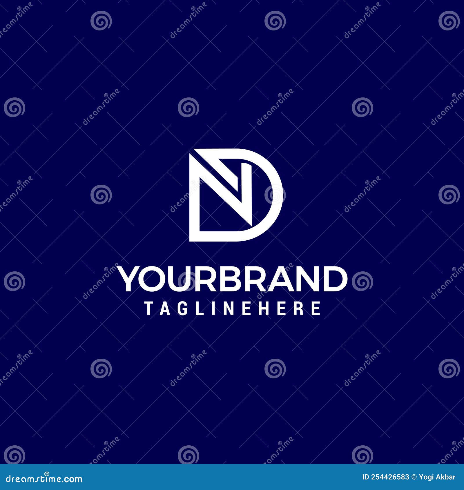 Letter ND Logo Monoline. Letter DN Monoline Logo Design Stock Vector ...