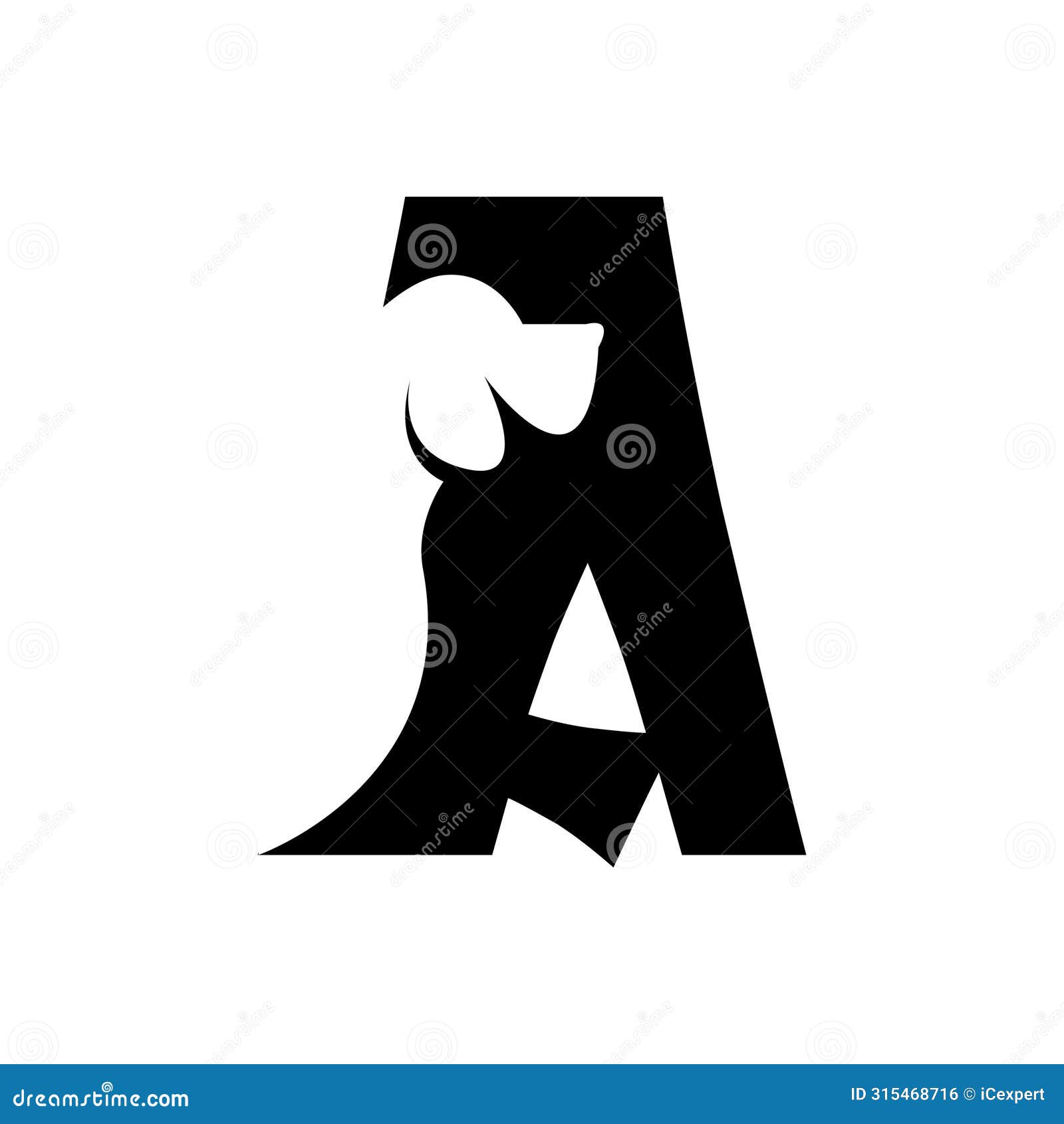 A Letter with a Negative Space Dog Logo Stock Vector - Illustration of ...