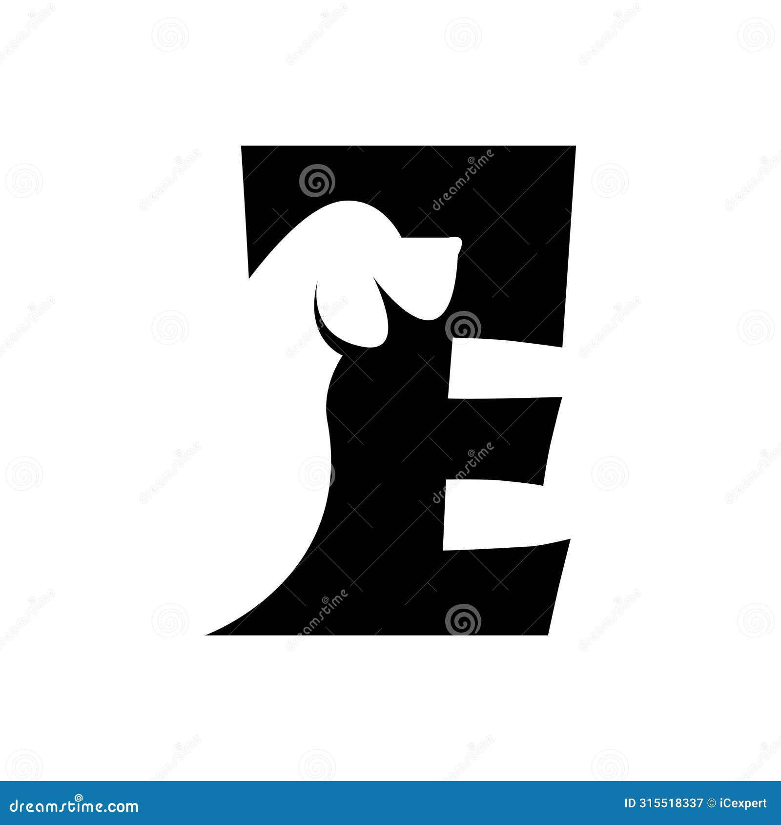 E Letter with a Negative Space Dog Logo Stock Vector - Illustration of ...