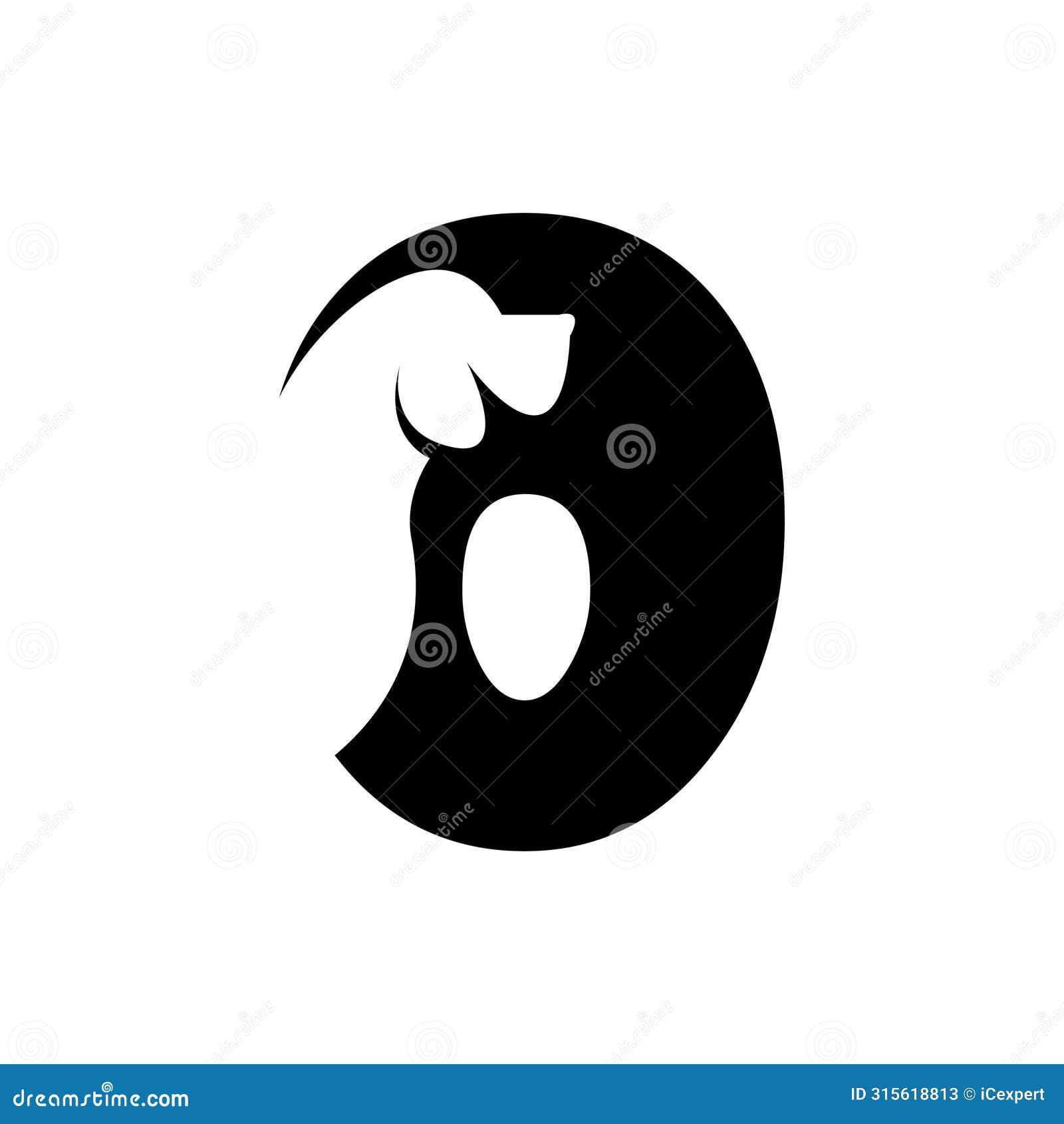 O Letter with a Negative Space Dog Logo Stock Vector - Illustration of ...