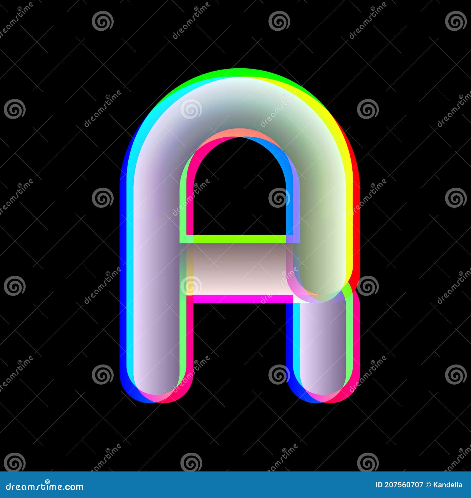 Letter a in Neon Glitch Style. Stock Vector - Illustration of type ...