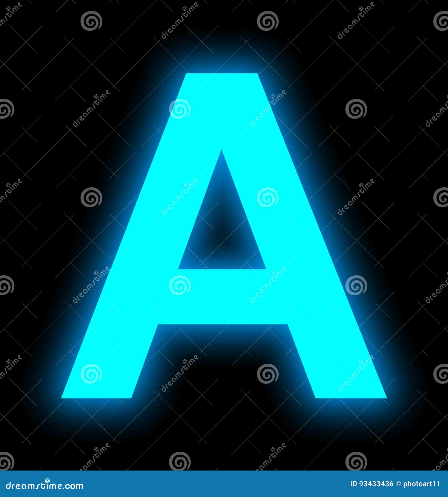Letter a Neon Light Full Isolated on Black Stock Illustration ...