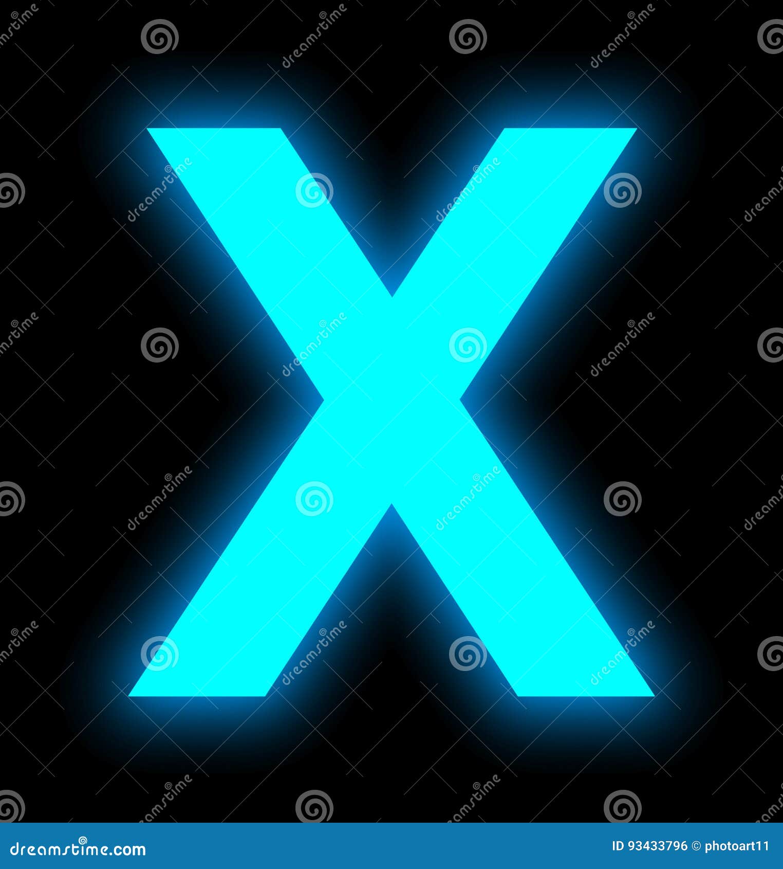 Letter X Neon Light Full Isolated on Black Stock Illustration ...
