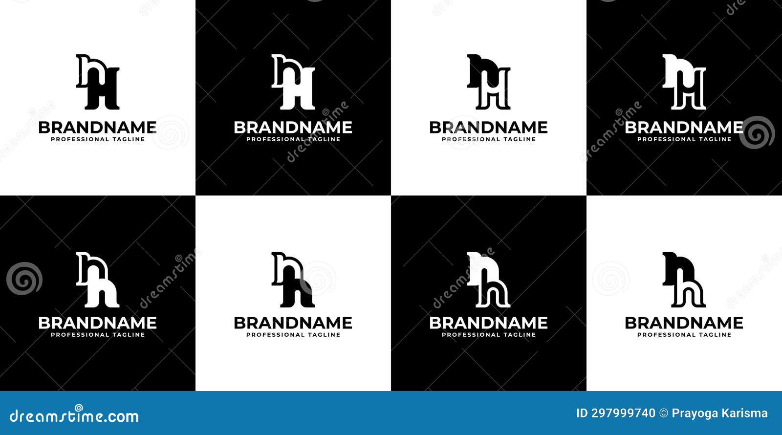 Letter NH Monogram Logo Bundle, Suitable for Business with NH or HN ...