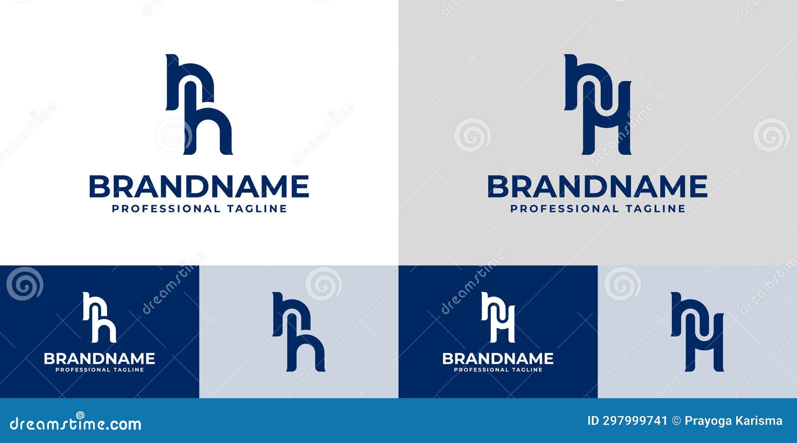 Letter NH Monogram Logo Set, Suitable for Business with NH or HN ...