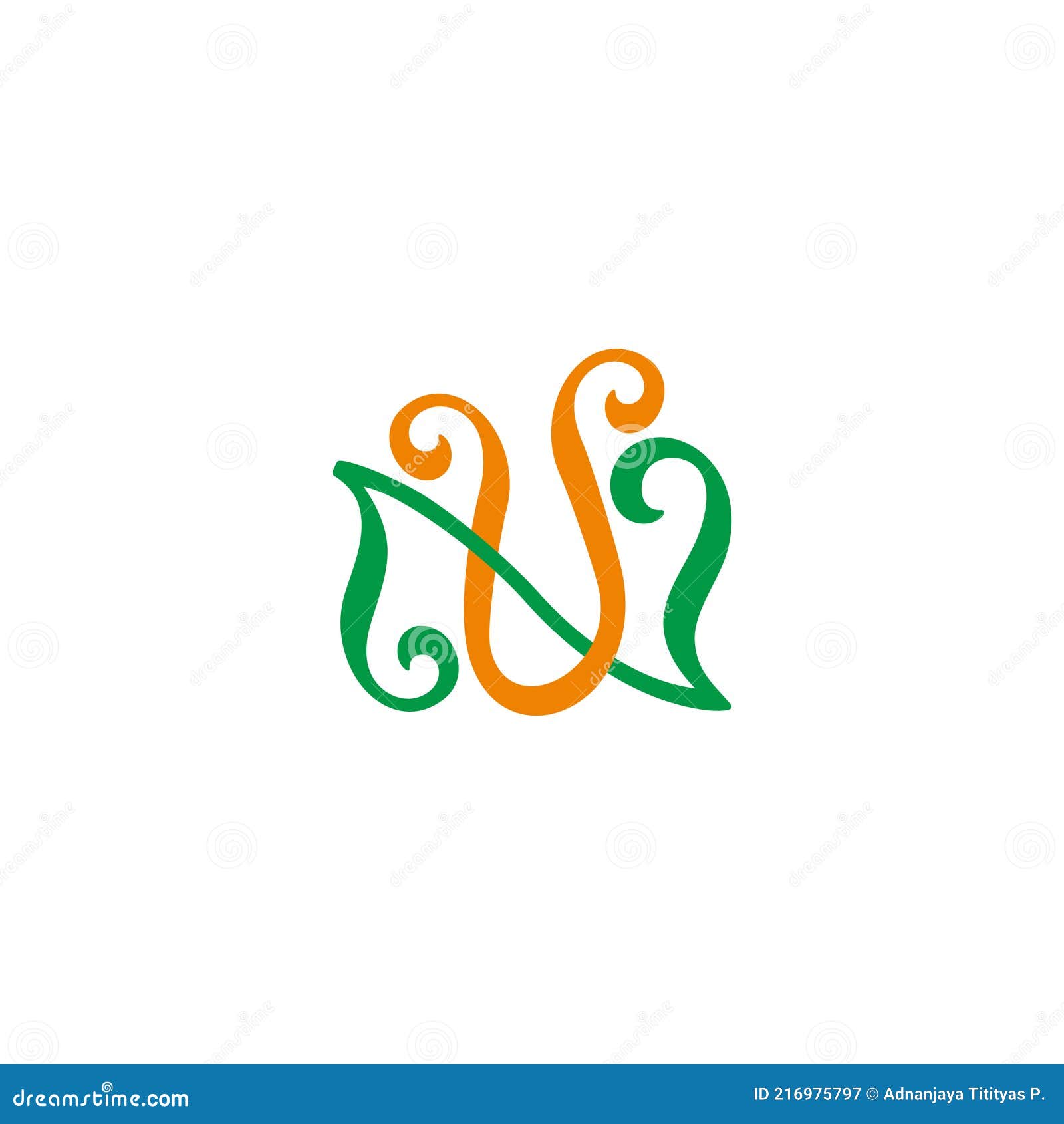 Letter Nu Simple Linked Colorful Curves Line Symbol Vector Stock Vector ...