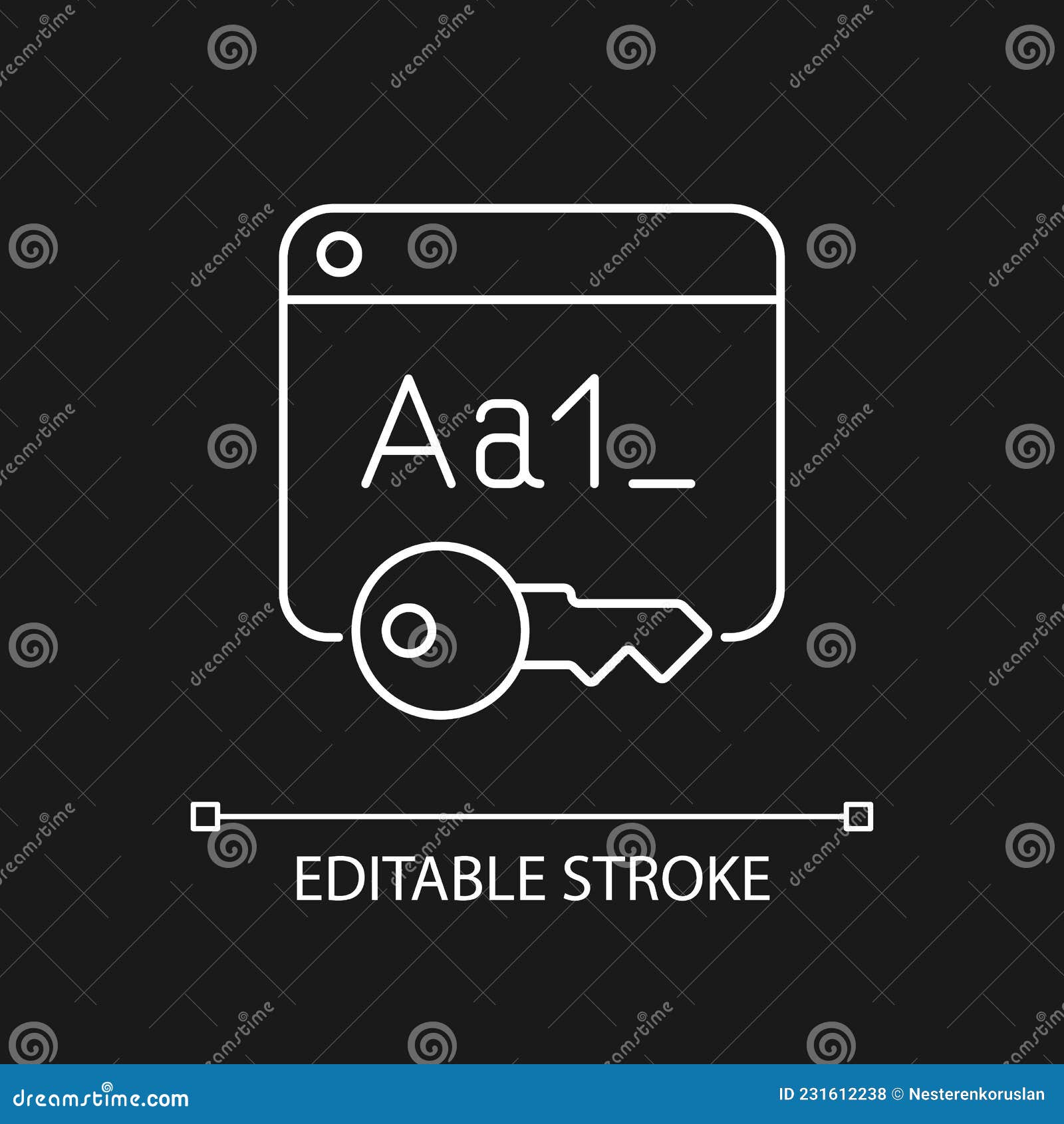 Letter and Number Password White Linear Icon for Dark Theme Stock ...