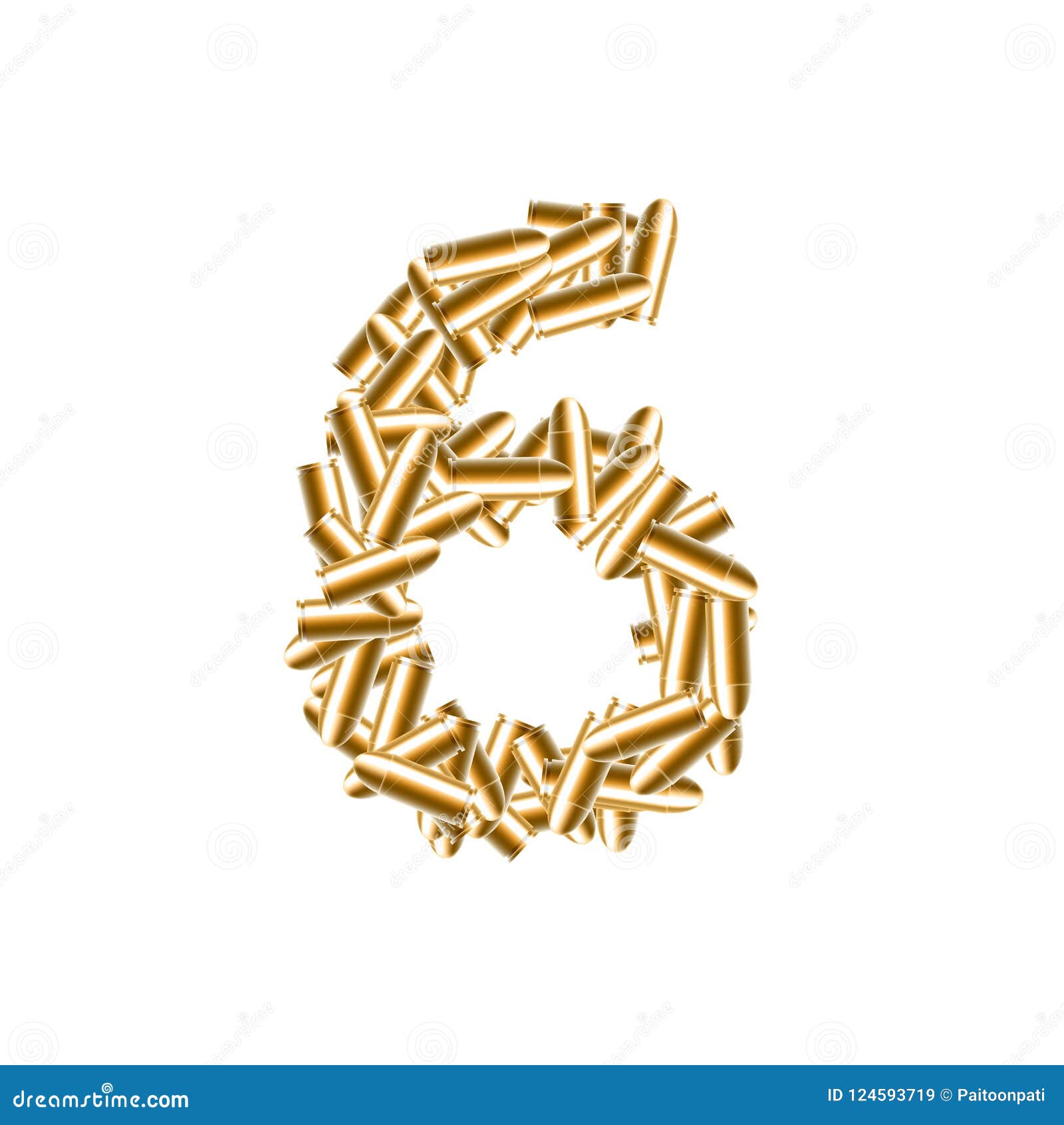 The Letter Number Six or 6 Gold Color, in the Alphabet Bullet Set ... The Letter Number Six or 6 Gold Color, in the Alphabet Bullet Set ...