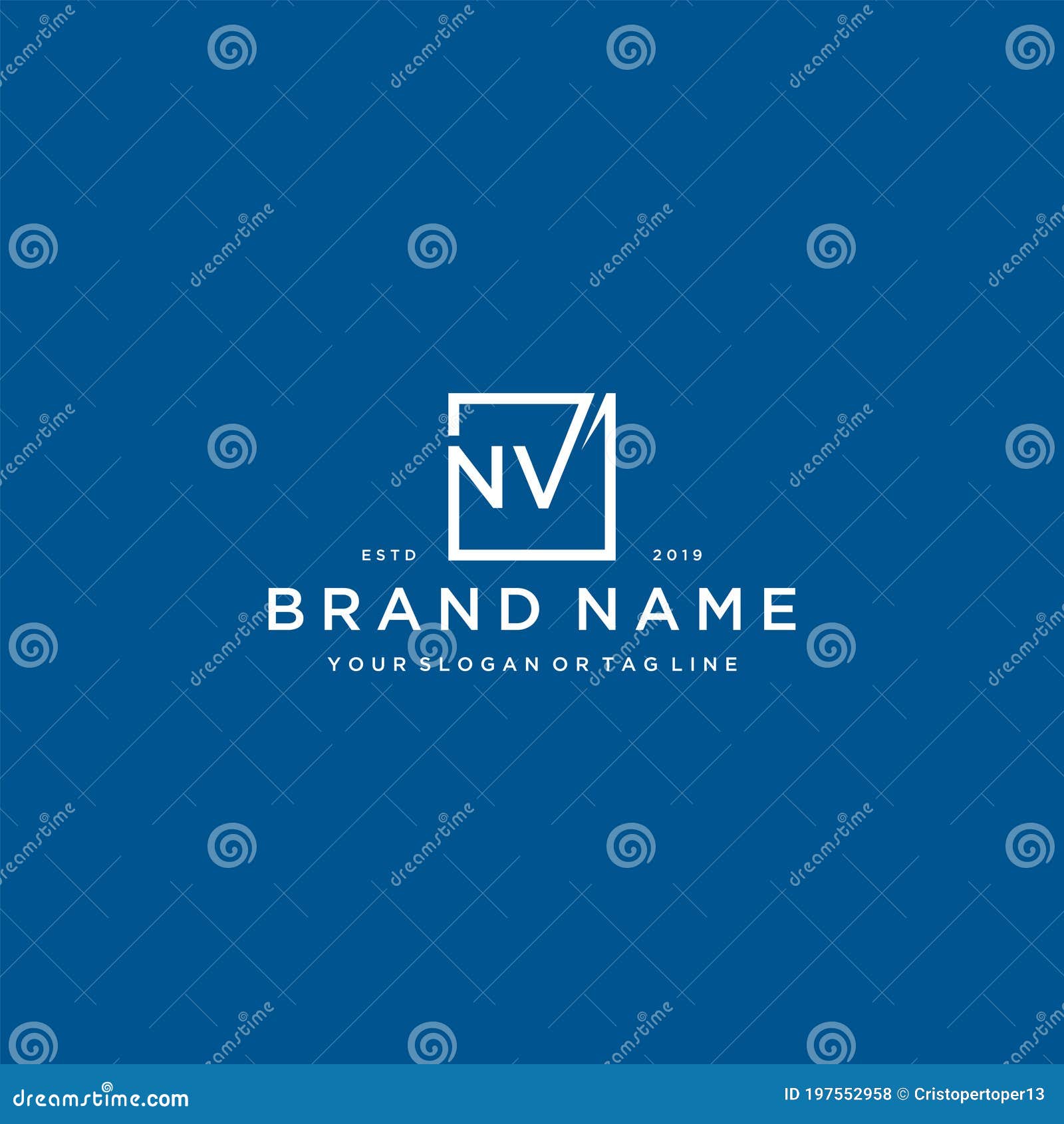 Letter NV with a Square Design Vector Stock Vector - Illustration of ...