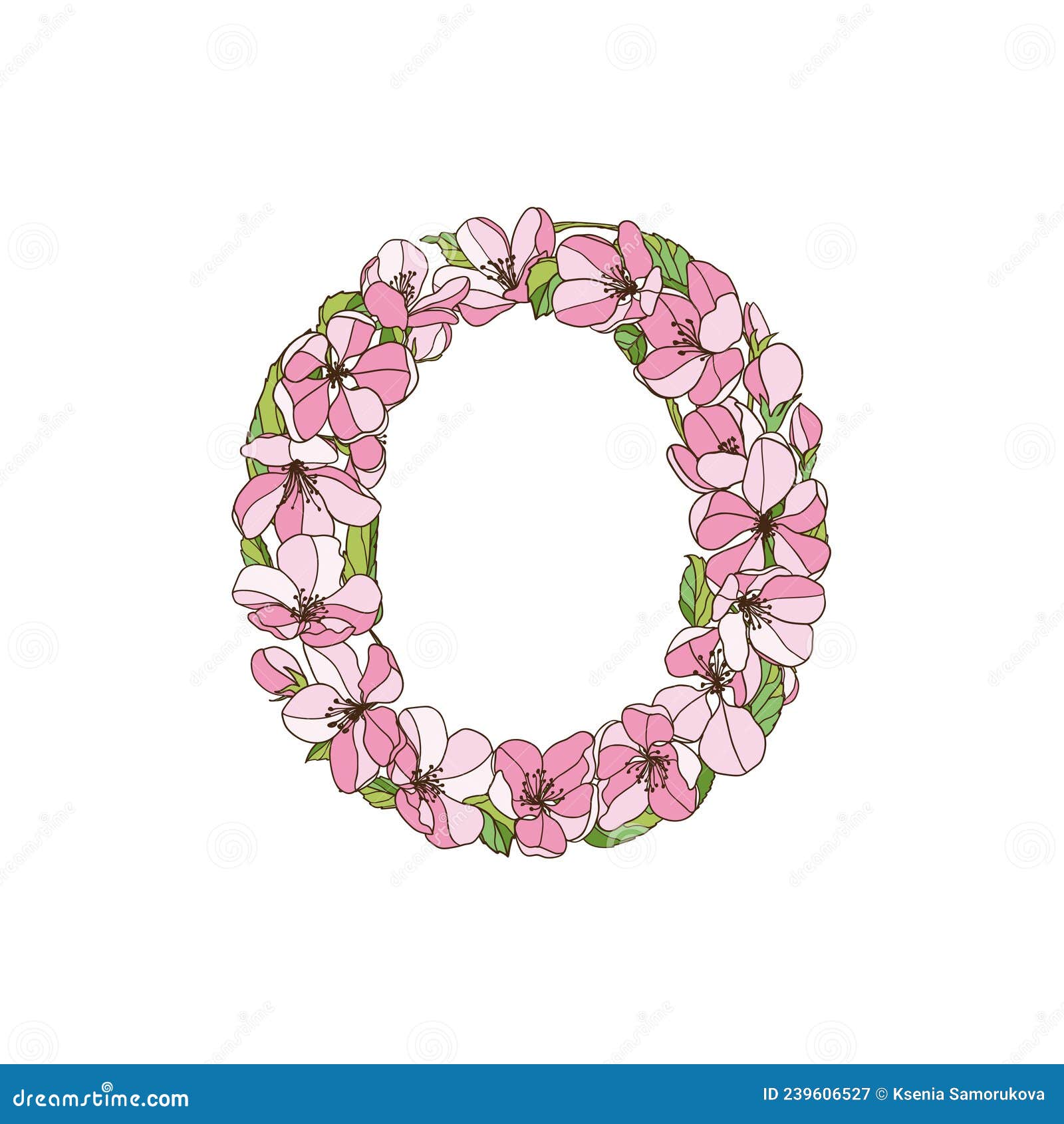 Vector Letter O of Apple Tree Flowers. Stock Vector - Illustration of ...