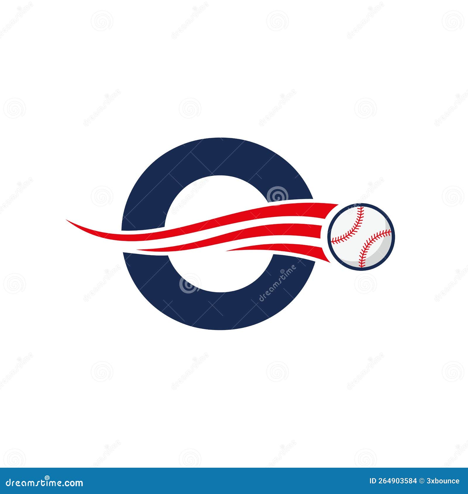 Letter O Baseball Logo Concept with Moving Baseball Icon Vector ...