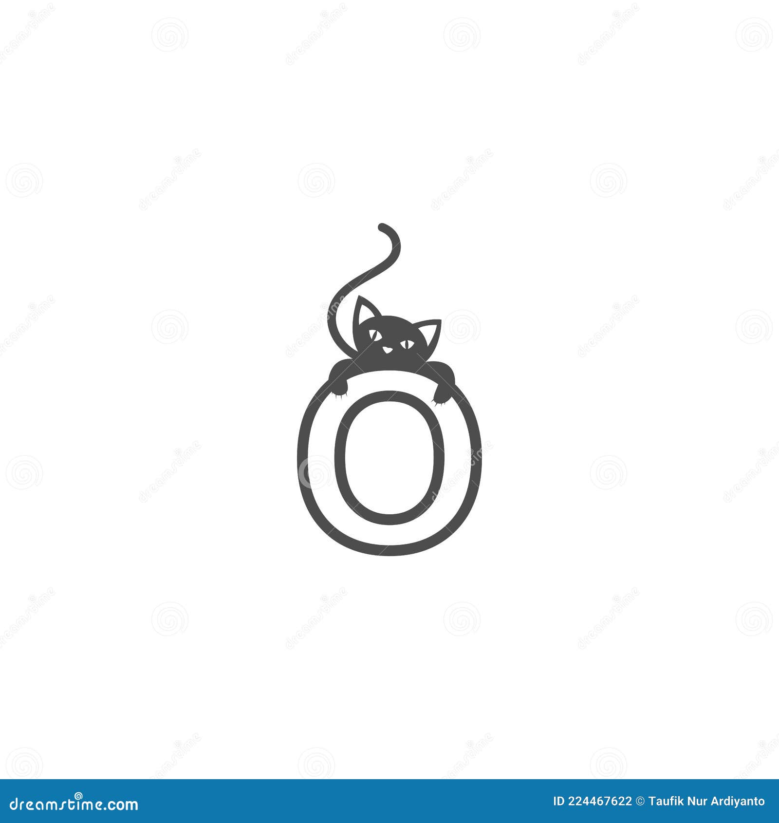 Letter O with Black Cat Icon Logo Design Template Stock Illustration ...