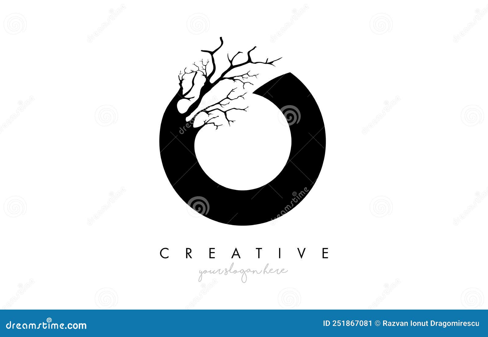 Letter O Design Logo with Creative Tree Branch. O Letter Tree Icon Logo ...