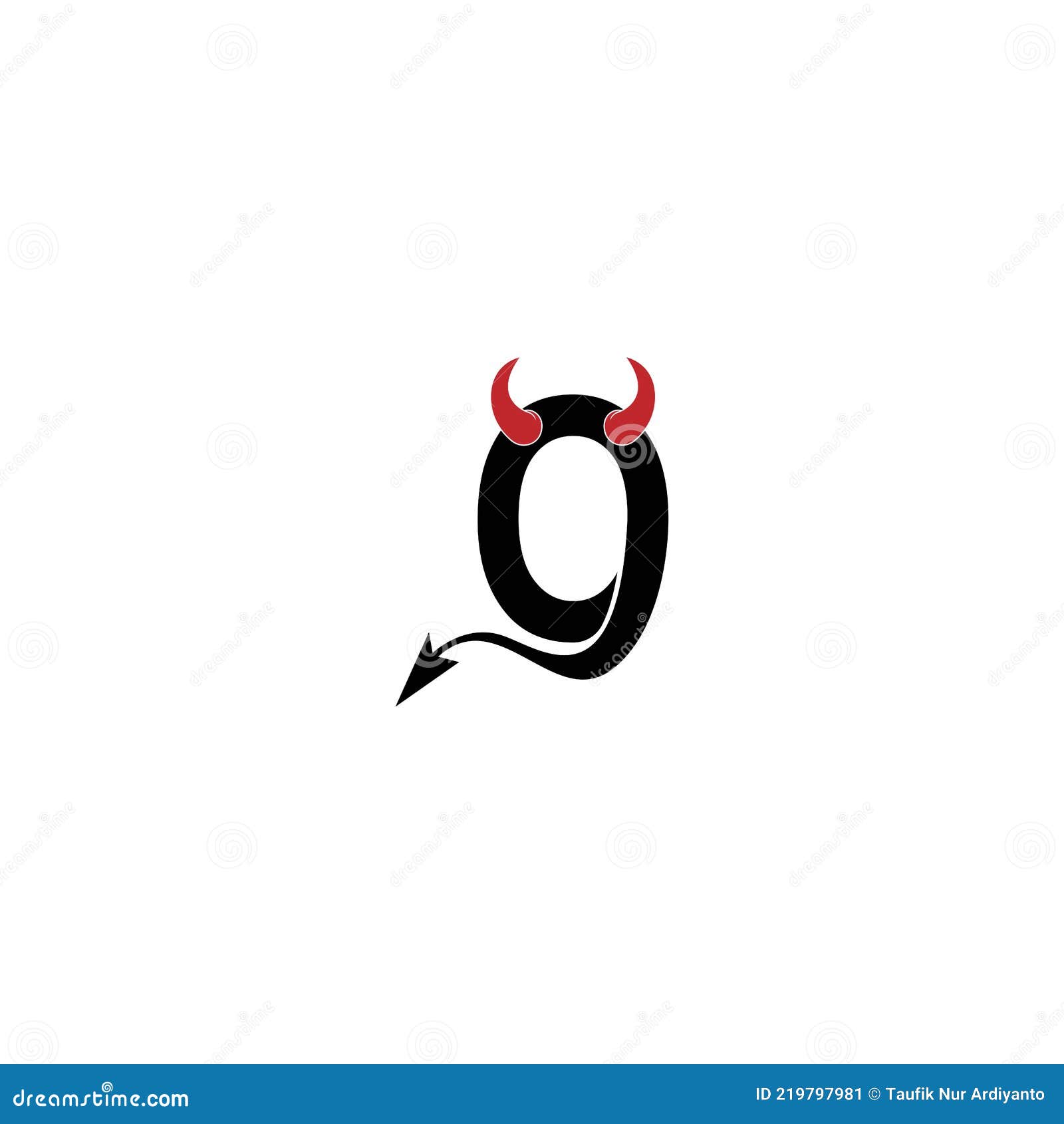 Letter O with Devil`s Horns and Tail Icon Logo Design Vector Stock ...