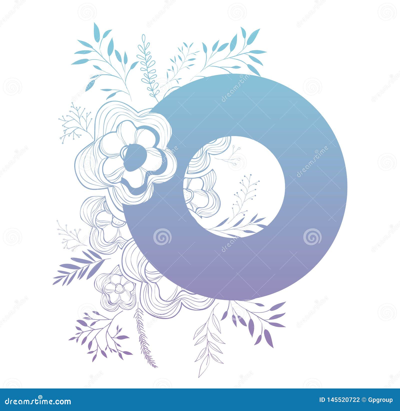 Letter O with Floral Decoration Stock Vector - Illustration of flowers ...