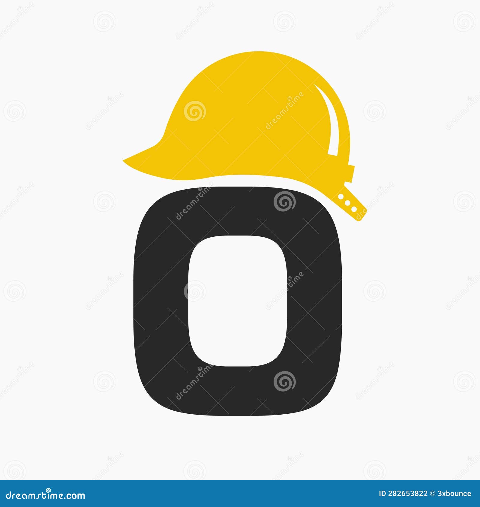 Letter O Helmet Construction Logo Concept with Safety Helmet Icon ...