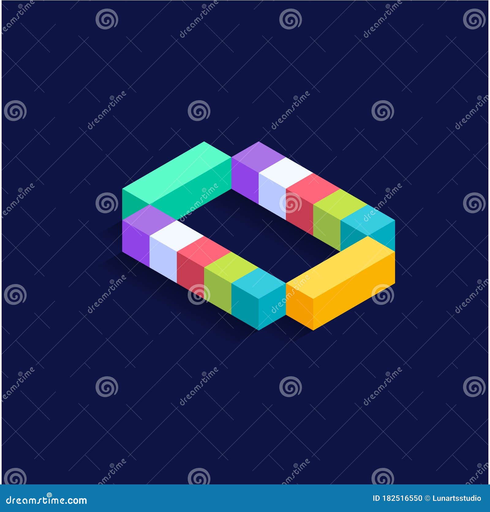 Letter O Isometric Colorful Cubes 3d Design, Three-dimensional Letter ...
