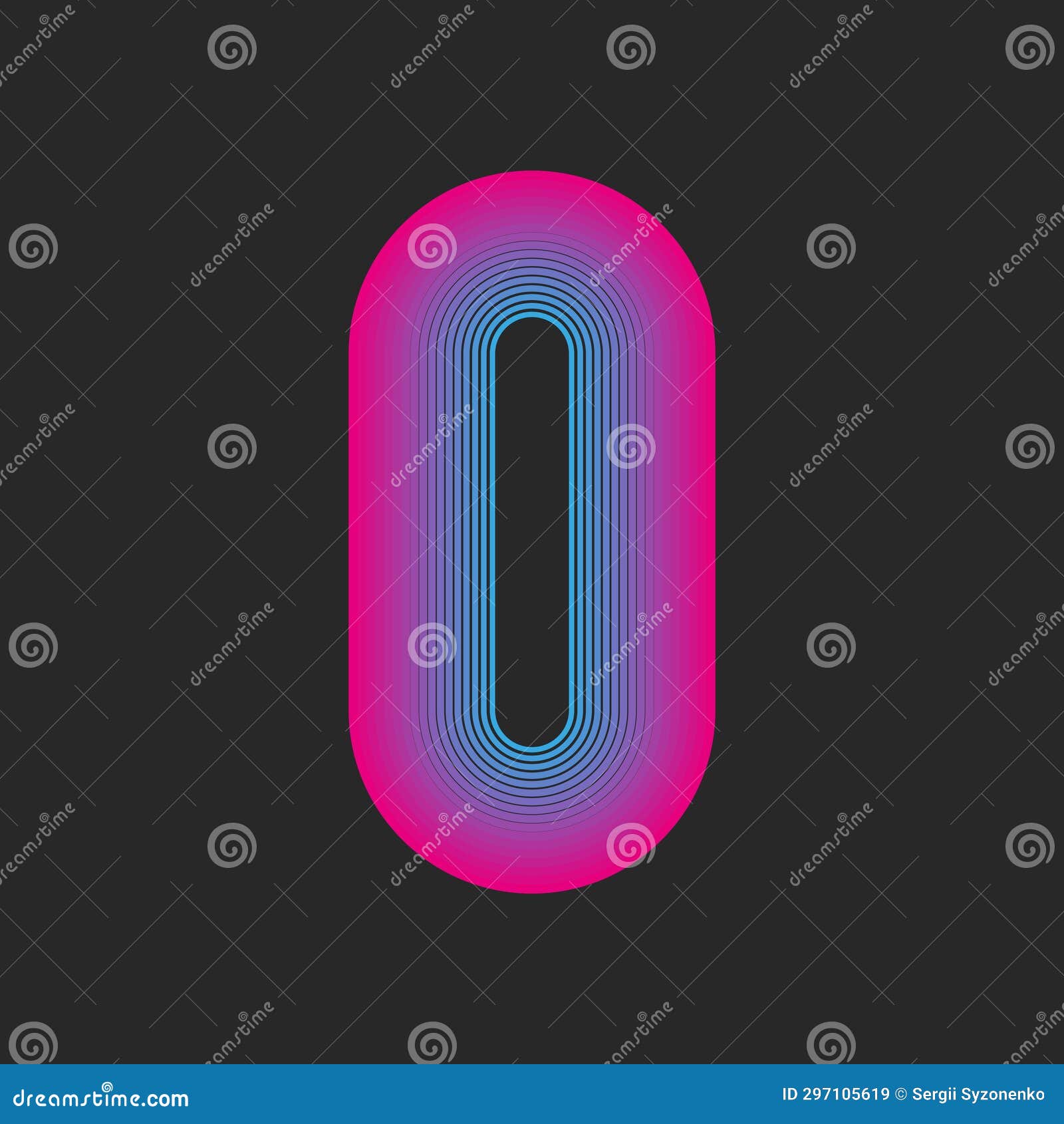 Letter O Logo Initial or Number 0 Zero Monogram Vibrant Blue and Pink ...