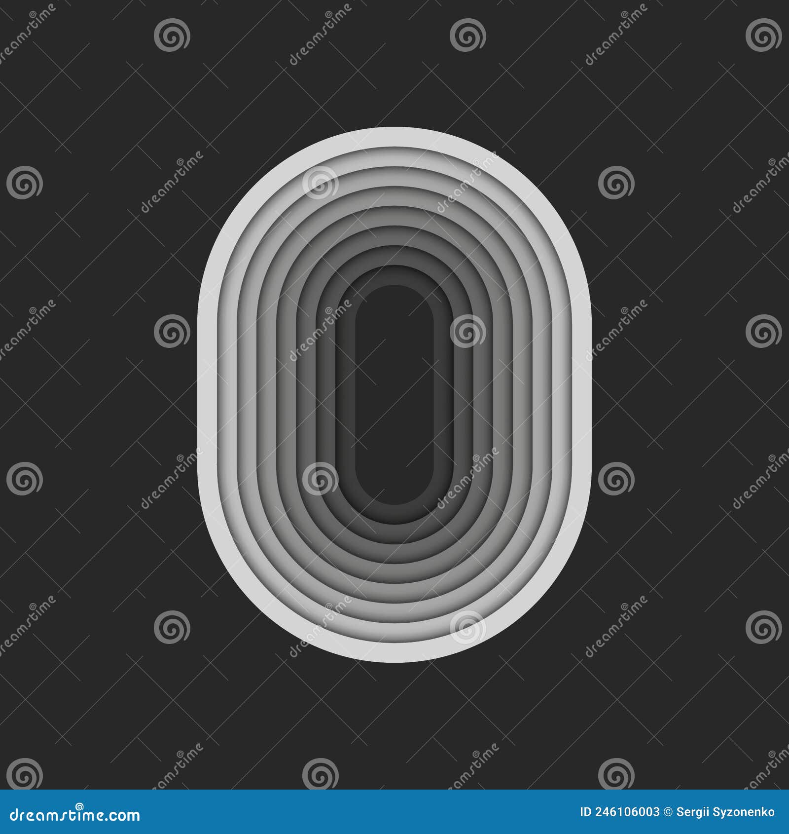 Letter O Logo or Oval Shape Logotype, Gray Parallel Stripes Cascade ...