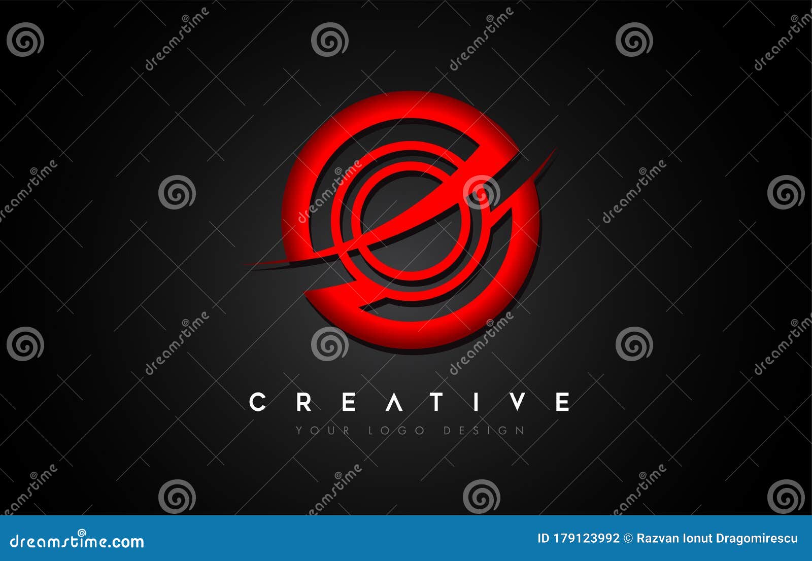 Letter O Logo with a Red Circle Swoosh Design. Creative Uppercase ...