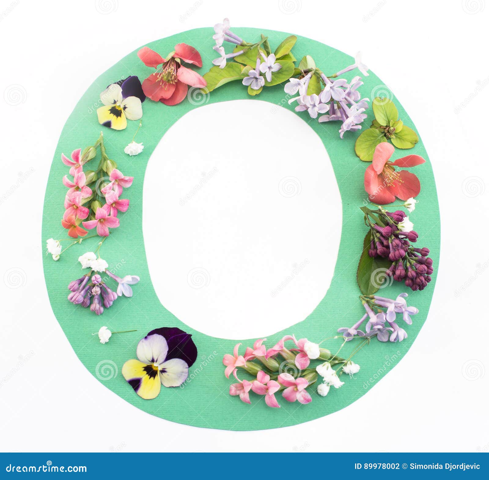 Letter O Made of Spring Flowers and Paper Stock Photo - Image of purple ...