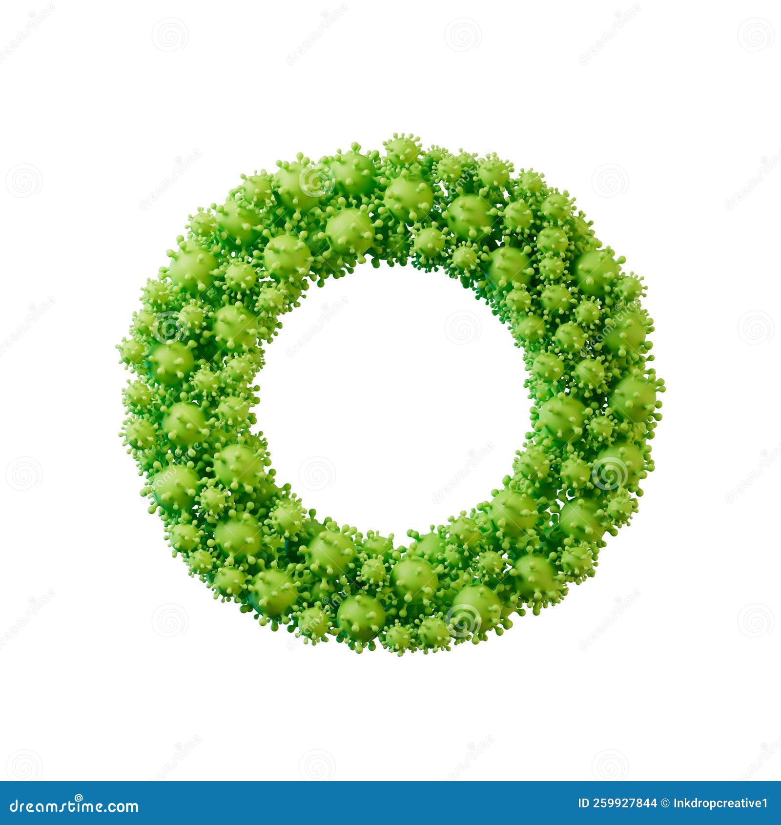 Letter O Made from a Virus Flu and Germ Molecule. 3D Rendering Stock ...