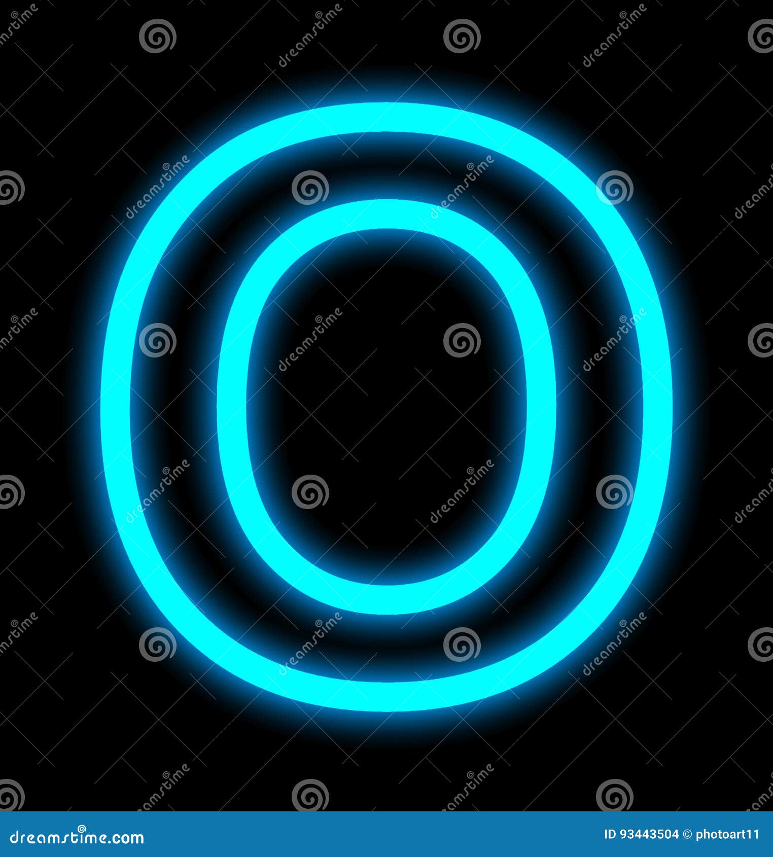 Letter O Neon Lights Outlined Isolated on Black Stock Illustration ...