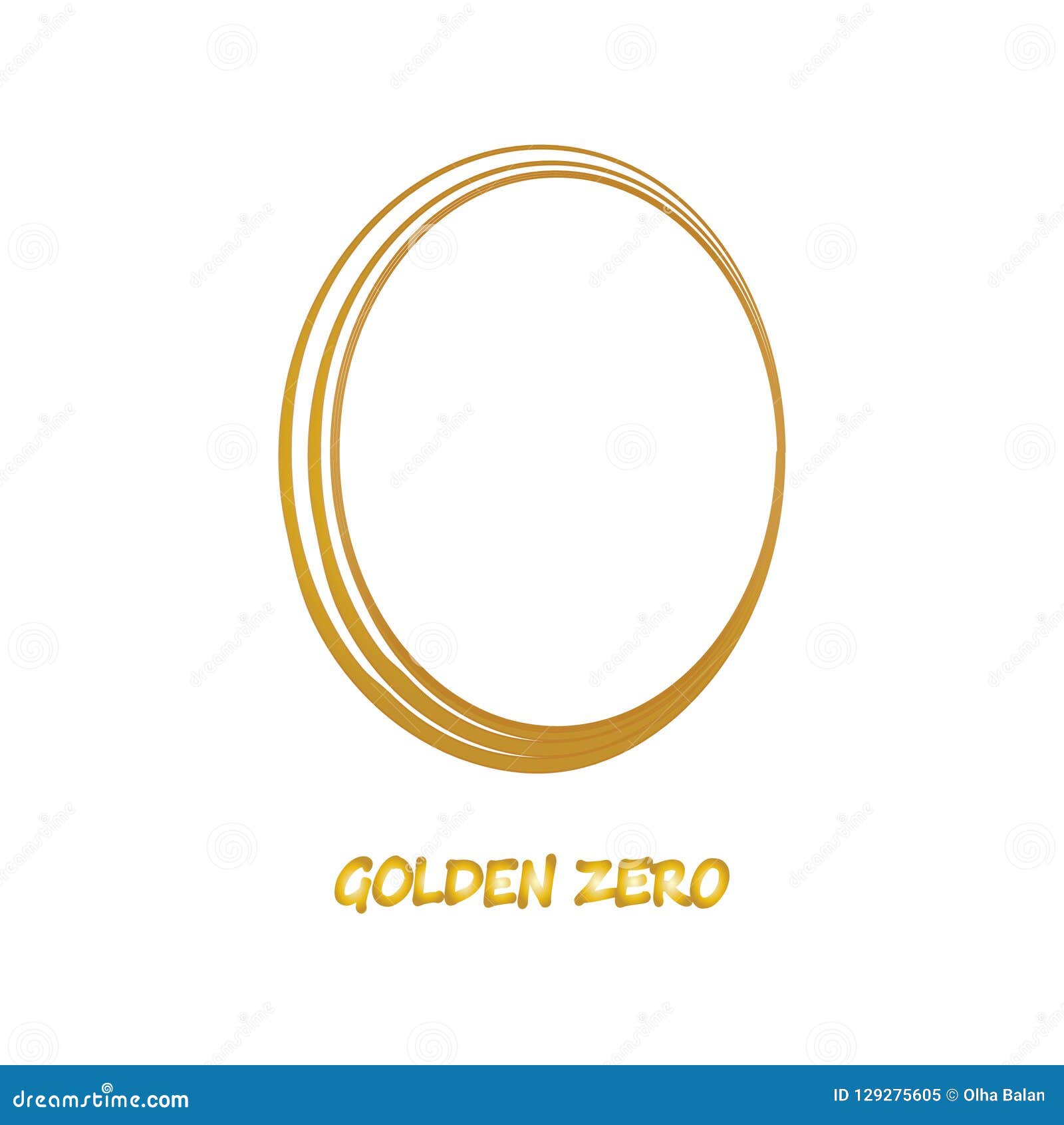 Golden 0 label design stock vector. Illustration of element - 129275605