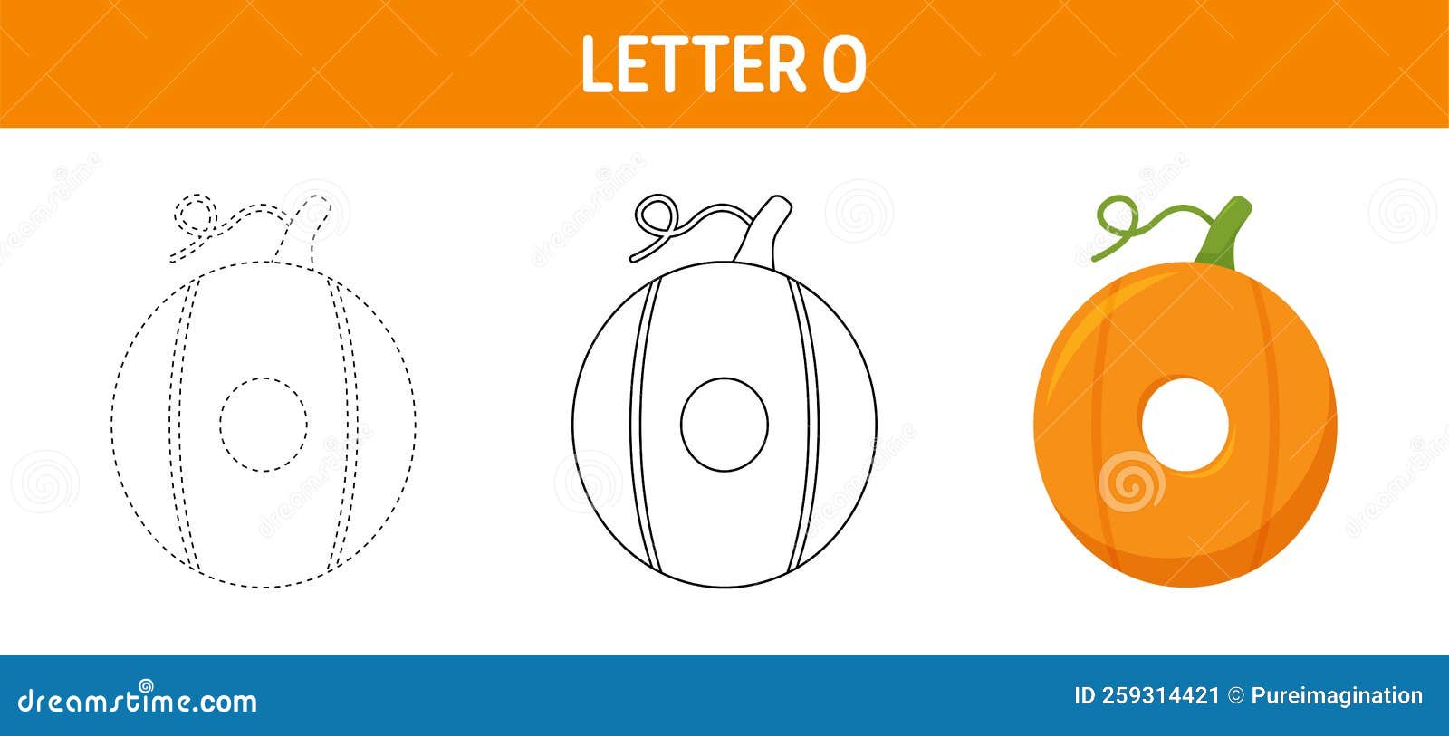Letter O Pumpkin Tracing and Coloring Worksheet for Kids Stock Vector ... Letter O Pumpkin Tracing and Coloring Worksheet for Kids Stock Vector ...