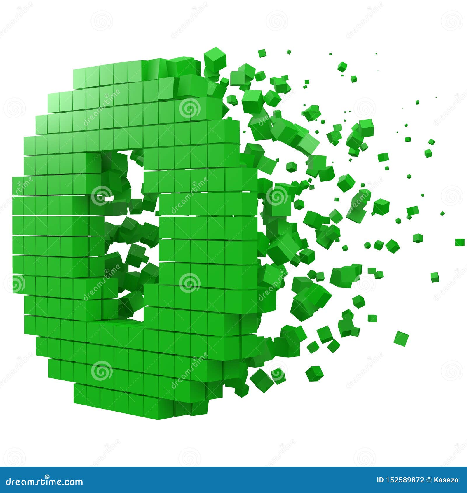 Letter O Shaped Data Block. Version with Green Cubes Stock Vector ...