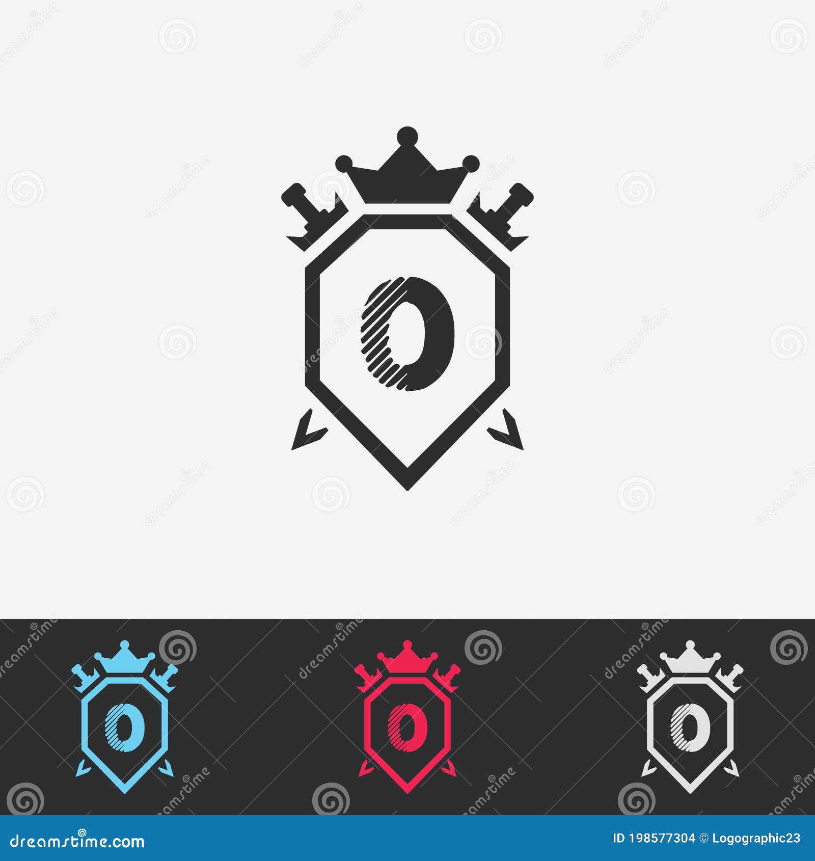 Letter O Shield, Sword, Crown -abstract Logo - Vector Design Stock ...