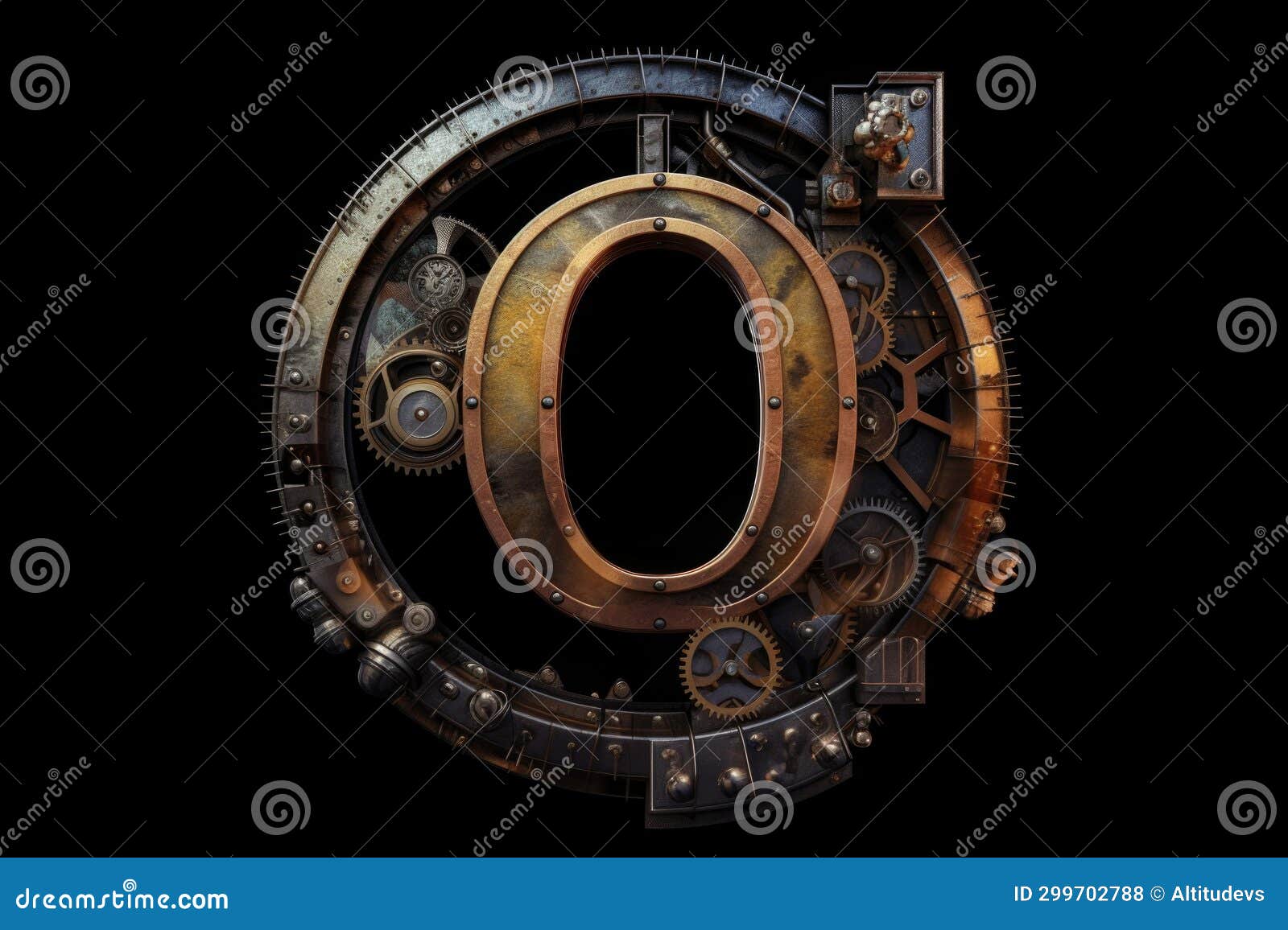 Letter O, Steampunk Style, on Black Background Stock Photo - Image of ...