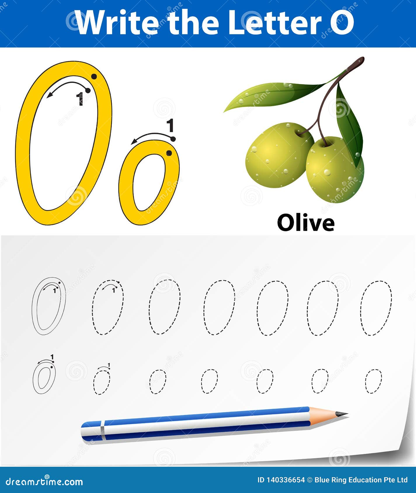 Letter O Tracing Alphabet Worksheets Stock Vector - Illustration of ...