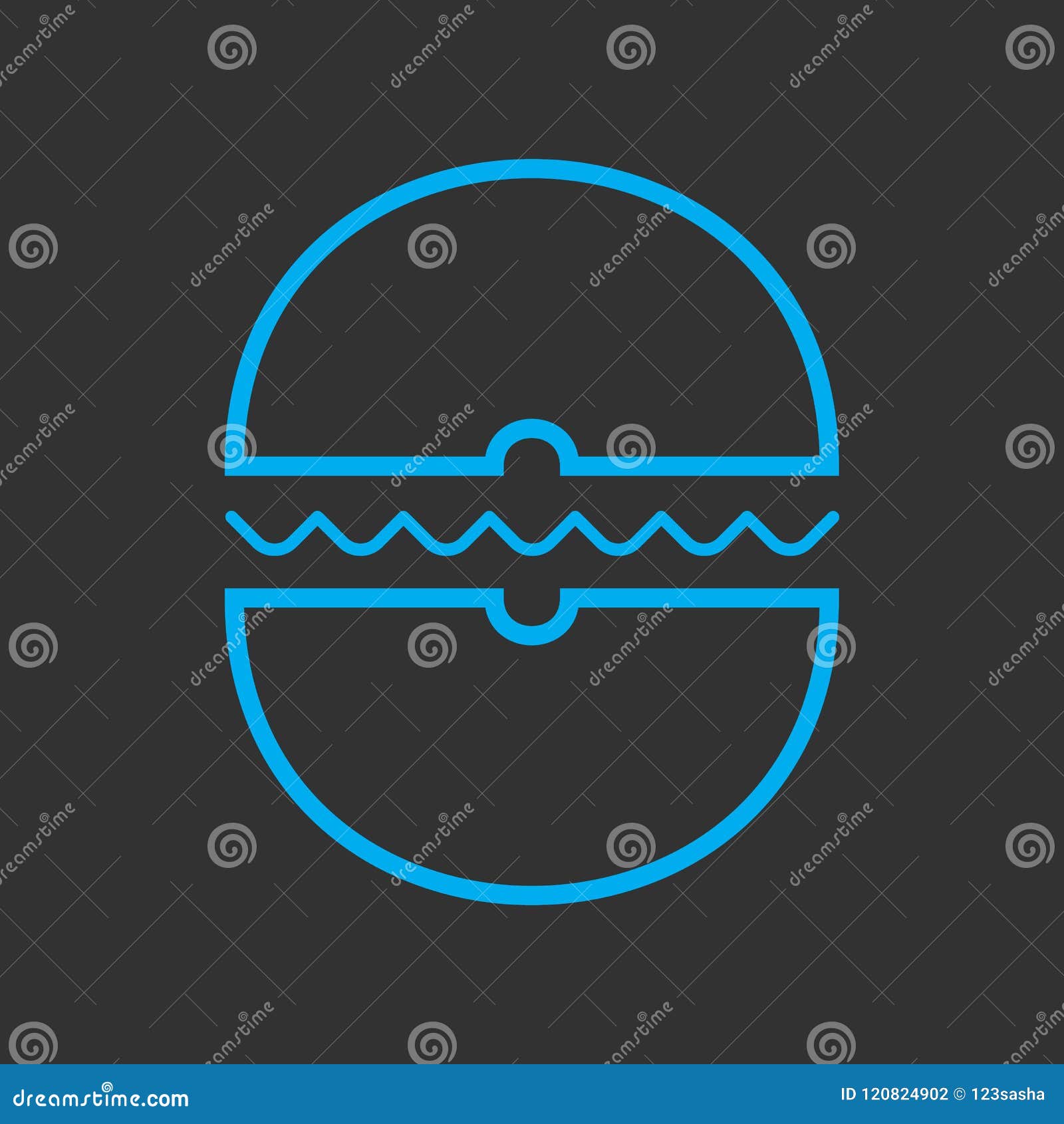 Letter O with the Wave in the Middle Stock Vector - Illustration of ...
